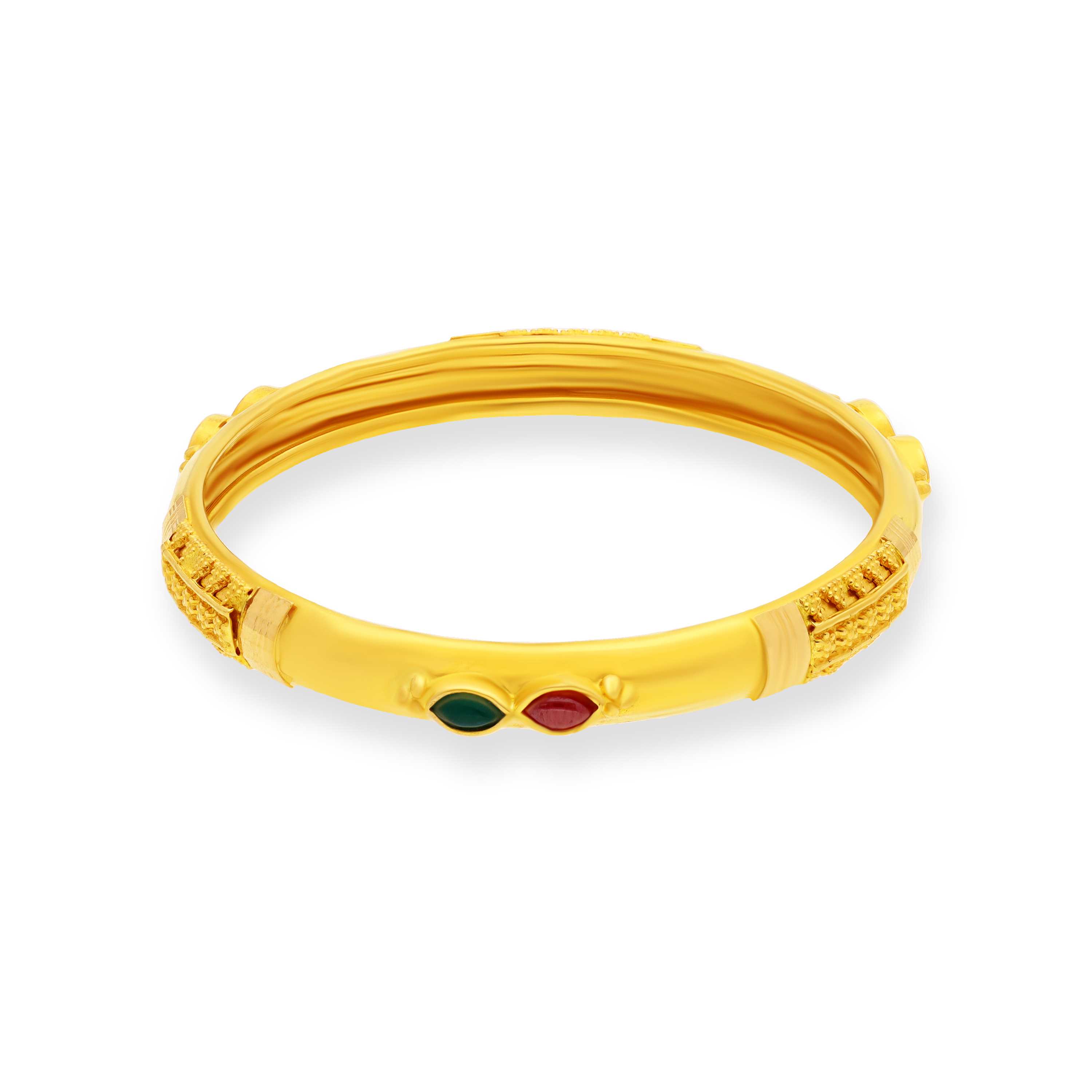 Classic Traditionally Crafted 22KT Gold Coorgi Bangles With Stone For Kids