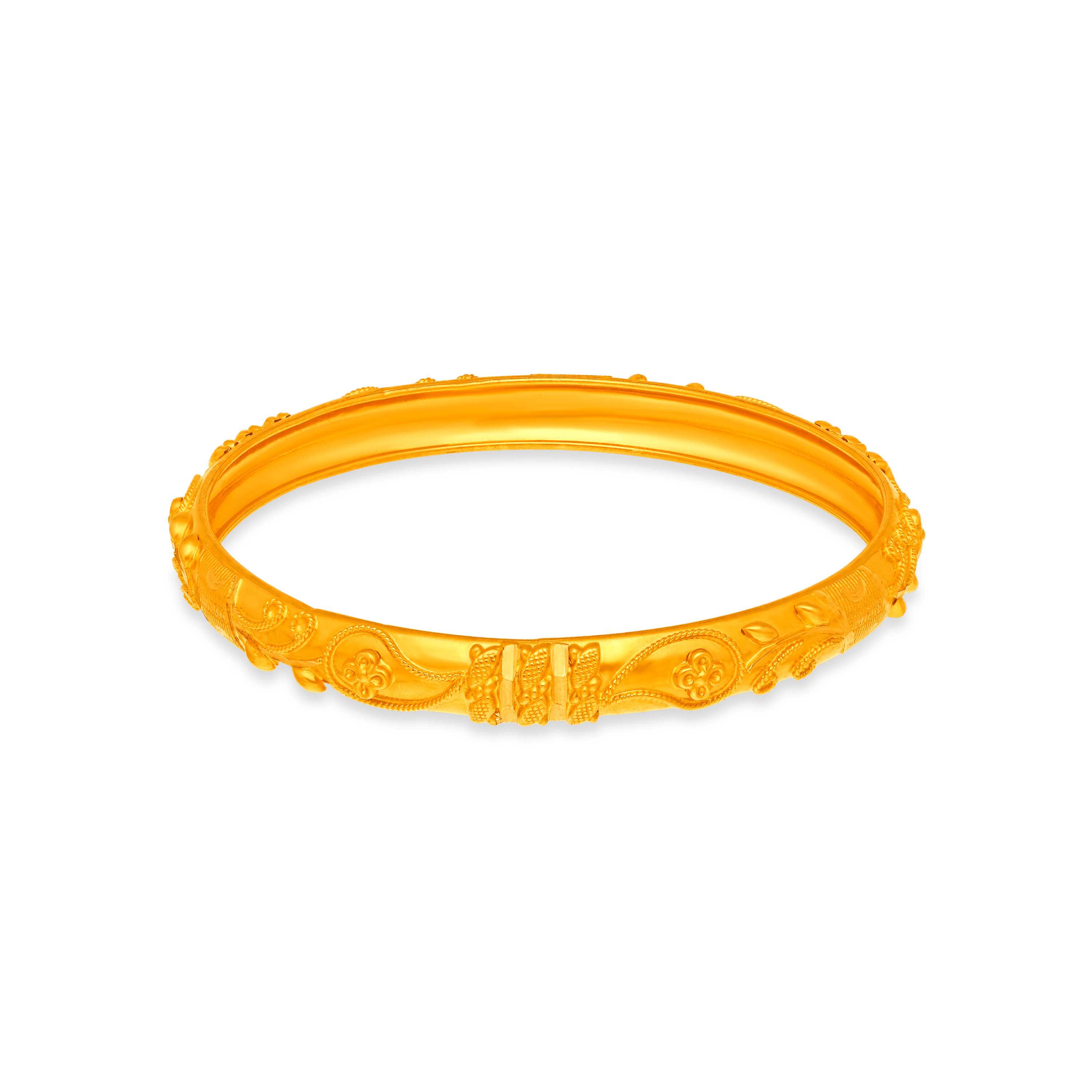 Finely Detailed Bombay Pattern 22KT Gold Party Wear Bangle