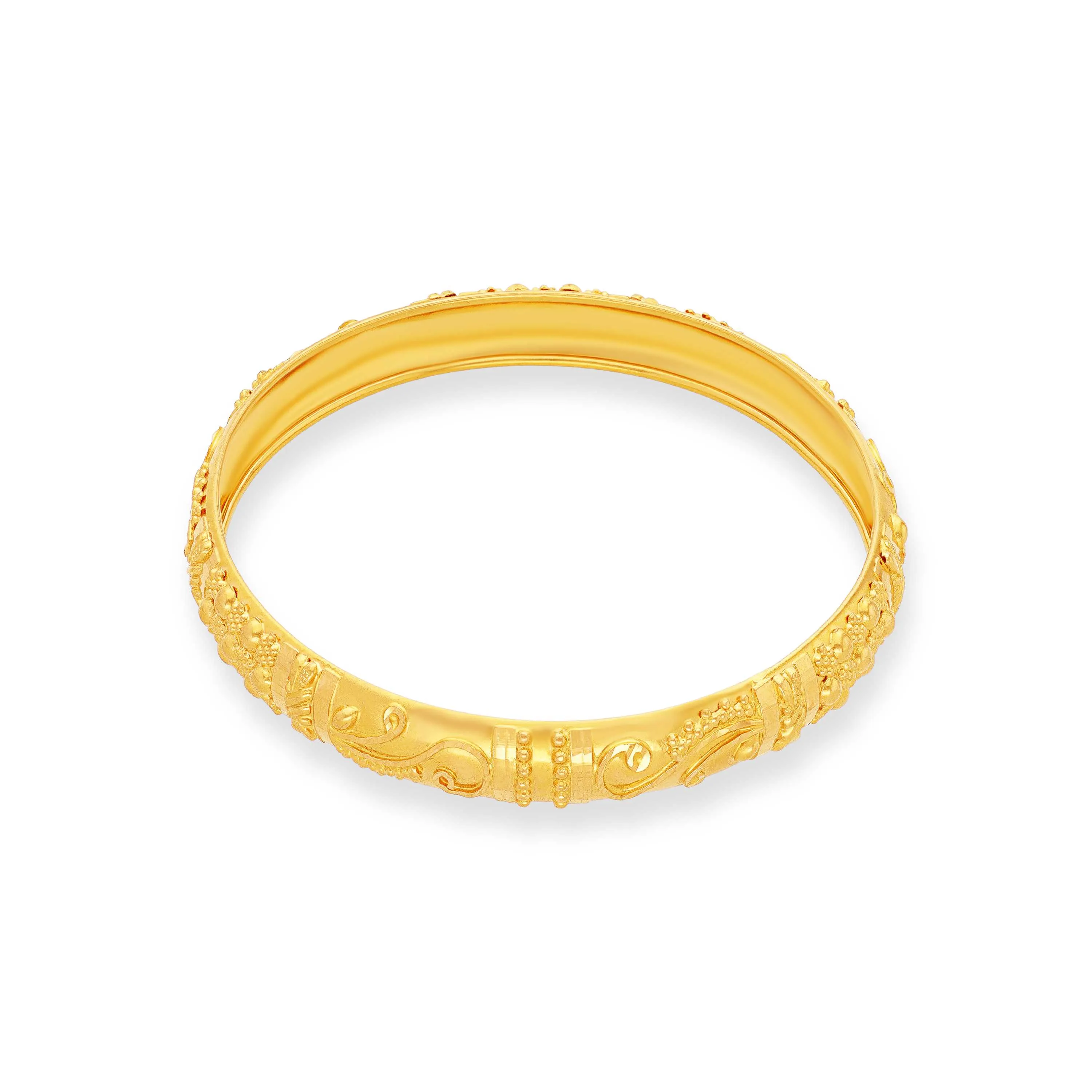 Matte Finished And Detailed 22KT Gold Bangles