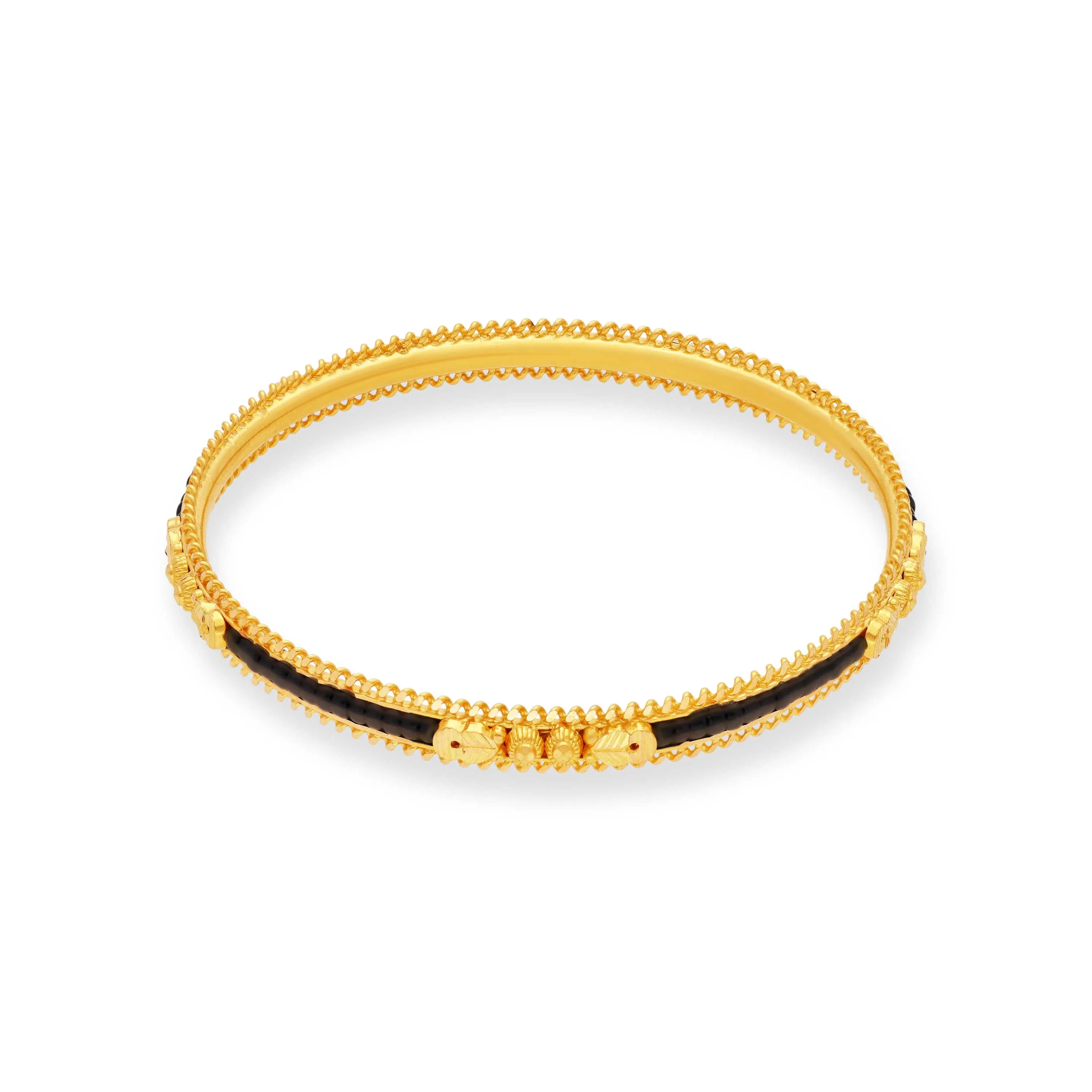 Classic Black Beaded And Detailed 22KT Gold Bangles For Women