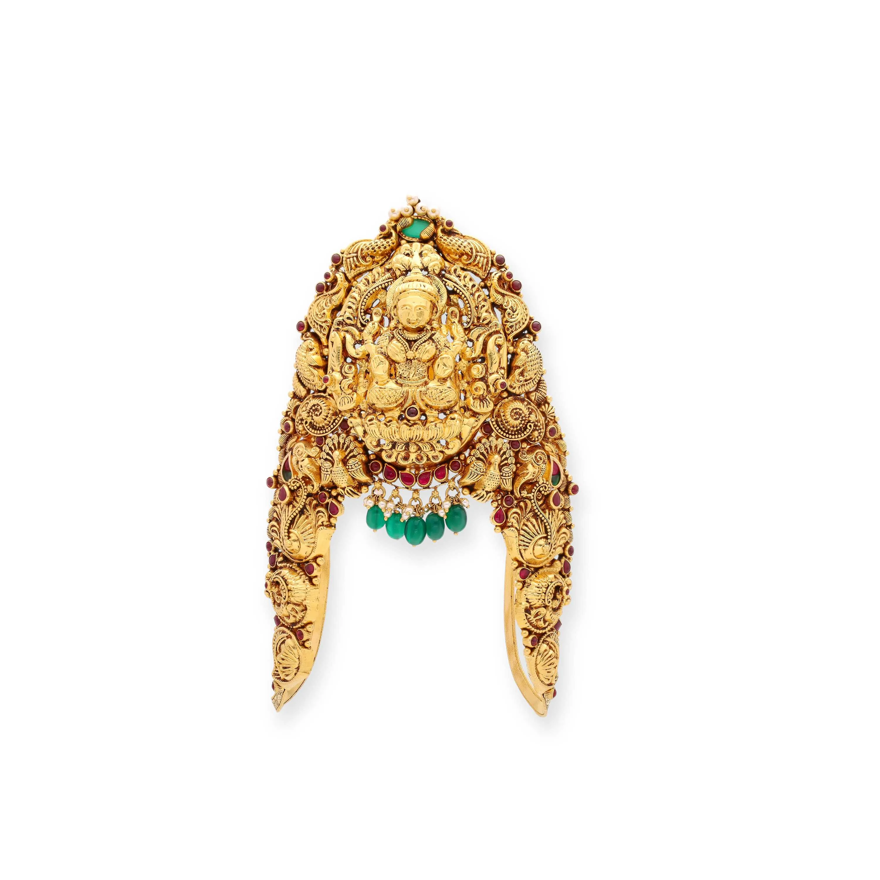 Antique Finished And Studded 22KT Gold Vanki Bangles