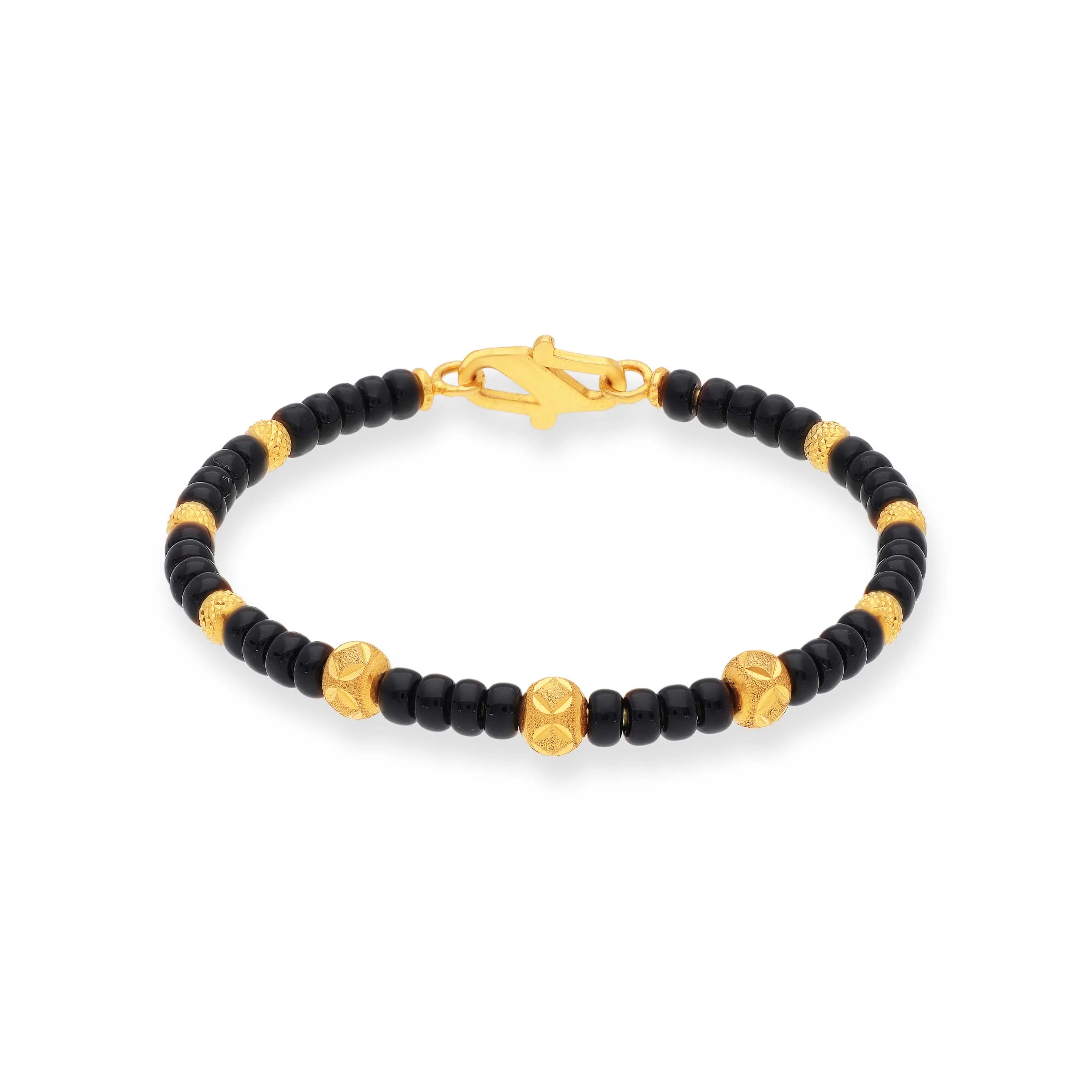 Classic Black Beaded And Detailed 22KT Gold Baby Bangles