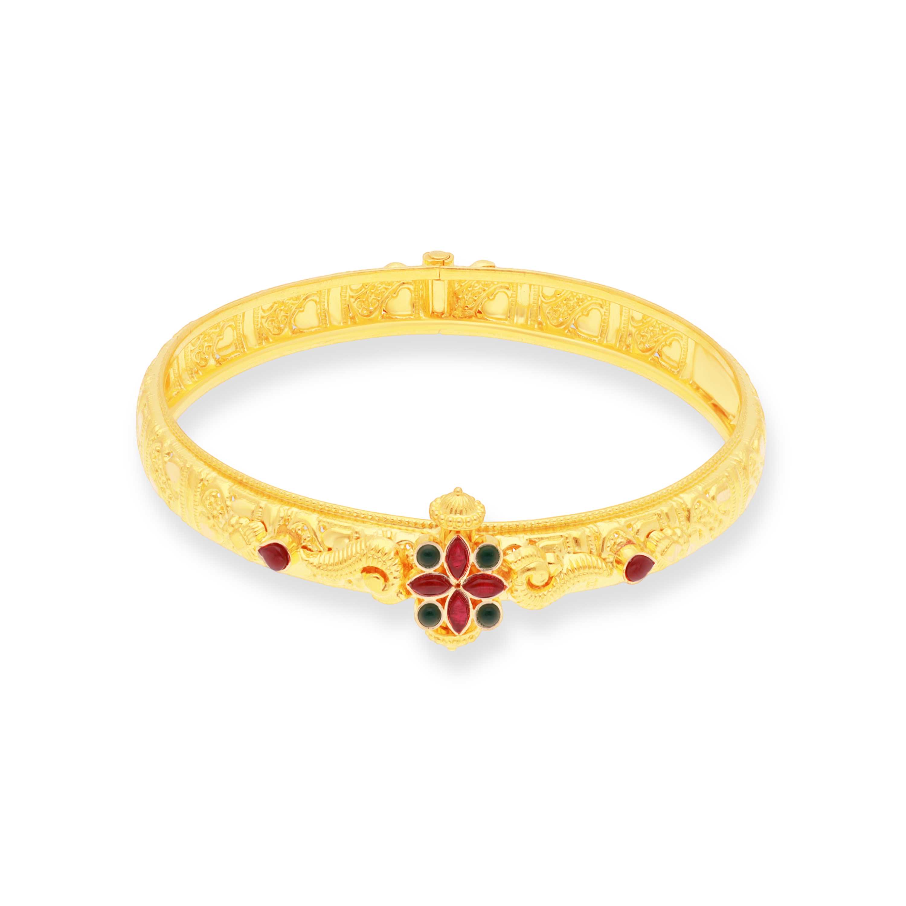 Gorgeously Detailed And Studded 22KT Gold Coorgi Bangles