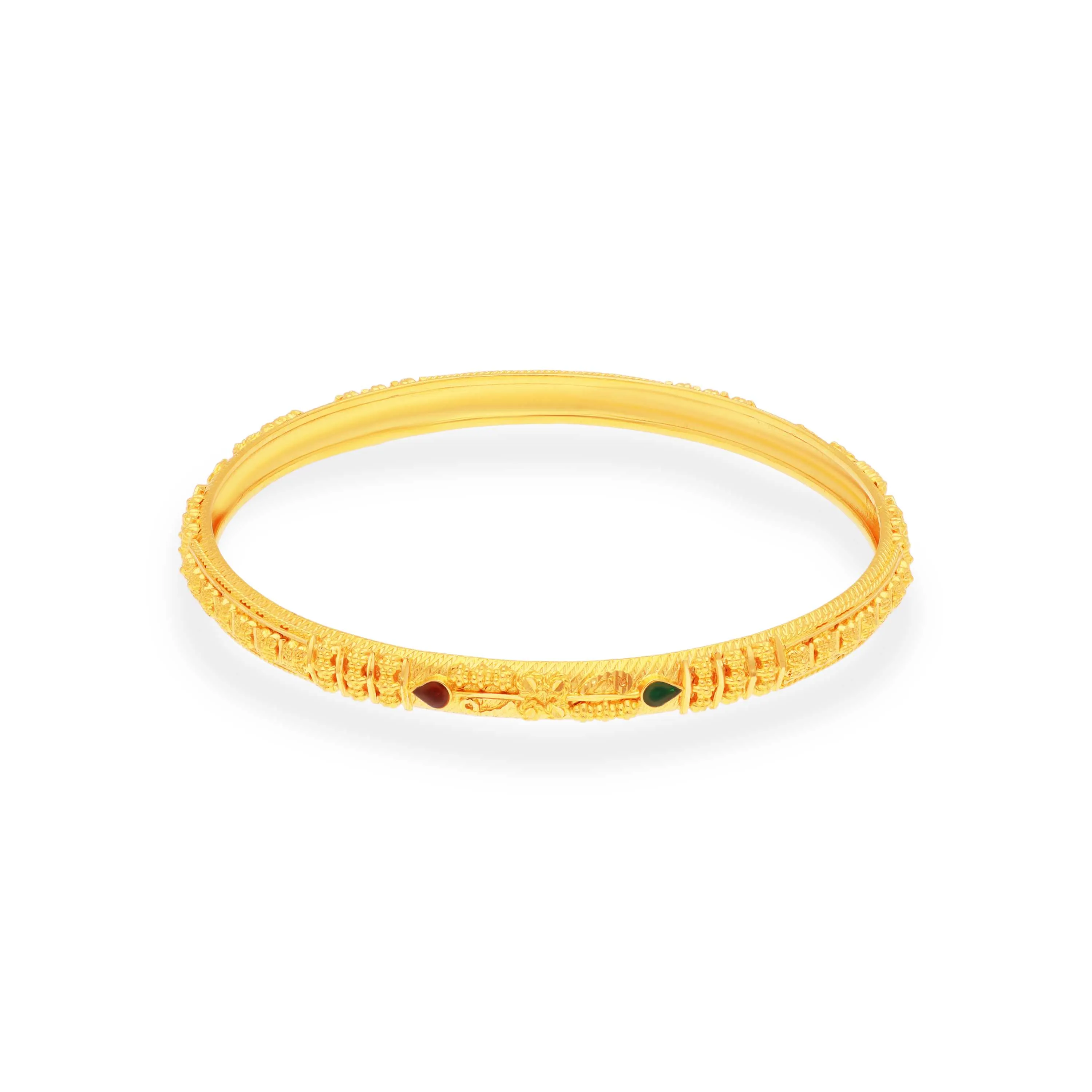 Classic Enamel Worked Calcutta Pattern 22KT Gold Bangle