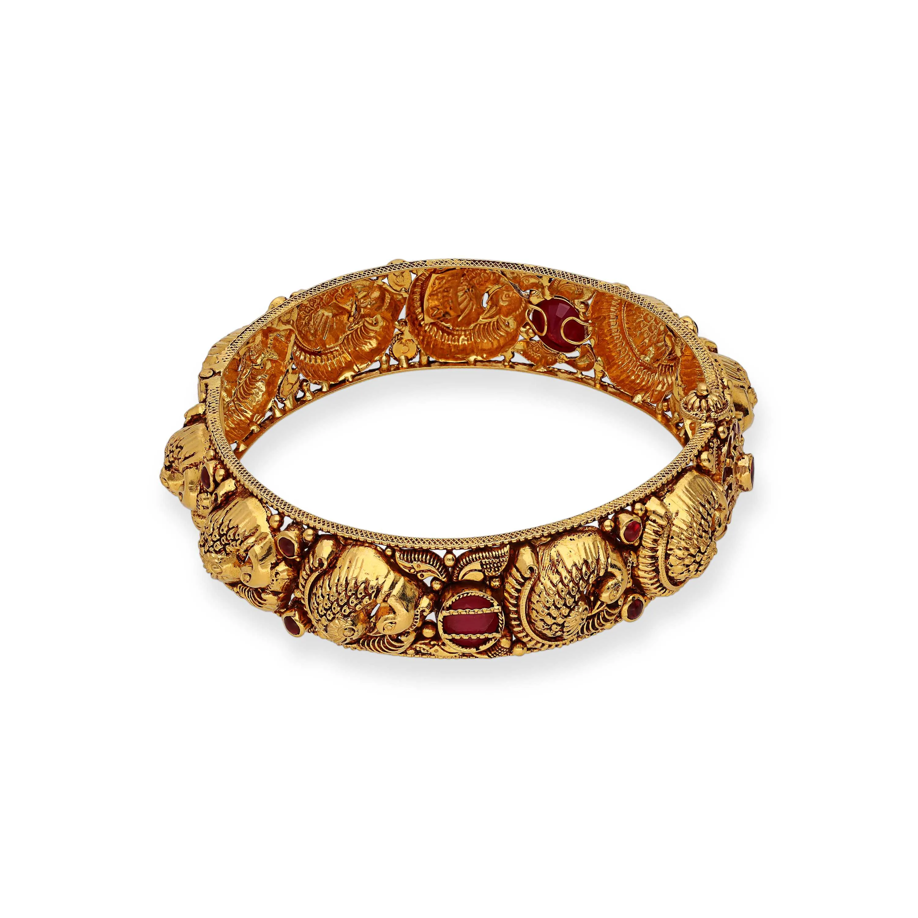 Antique Finished And Studded 22KT Gold Bangles