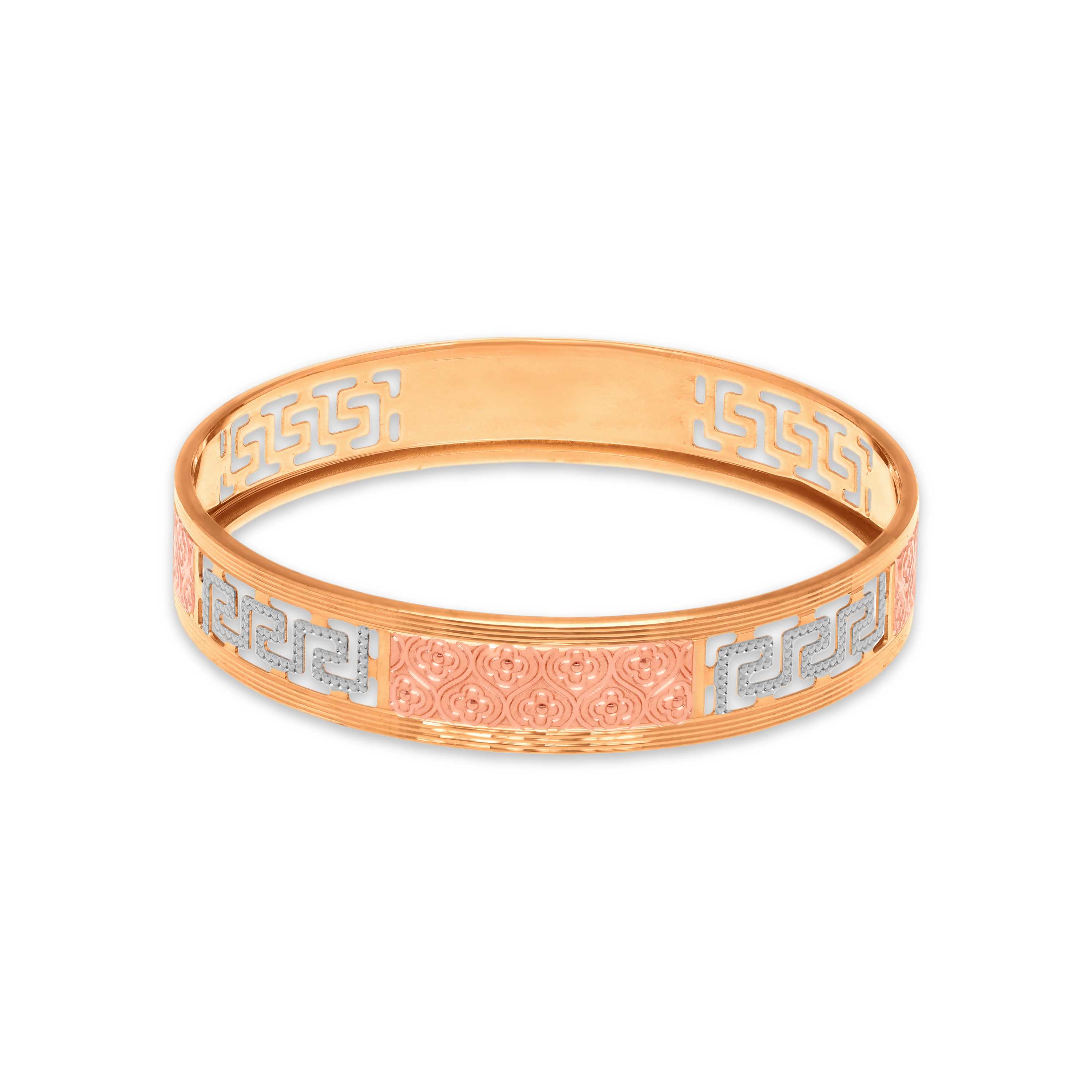 Fancy Intricately Detailed 22KT Rose Gold Party Wear Bangle