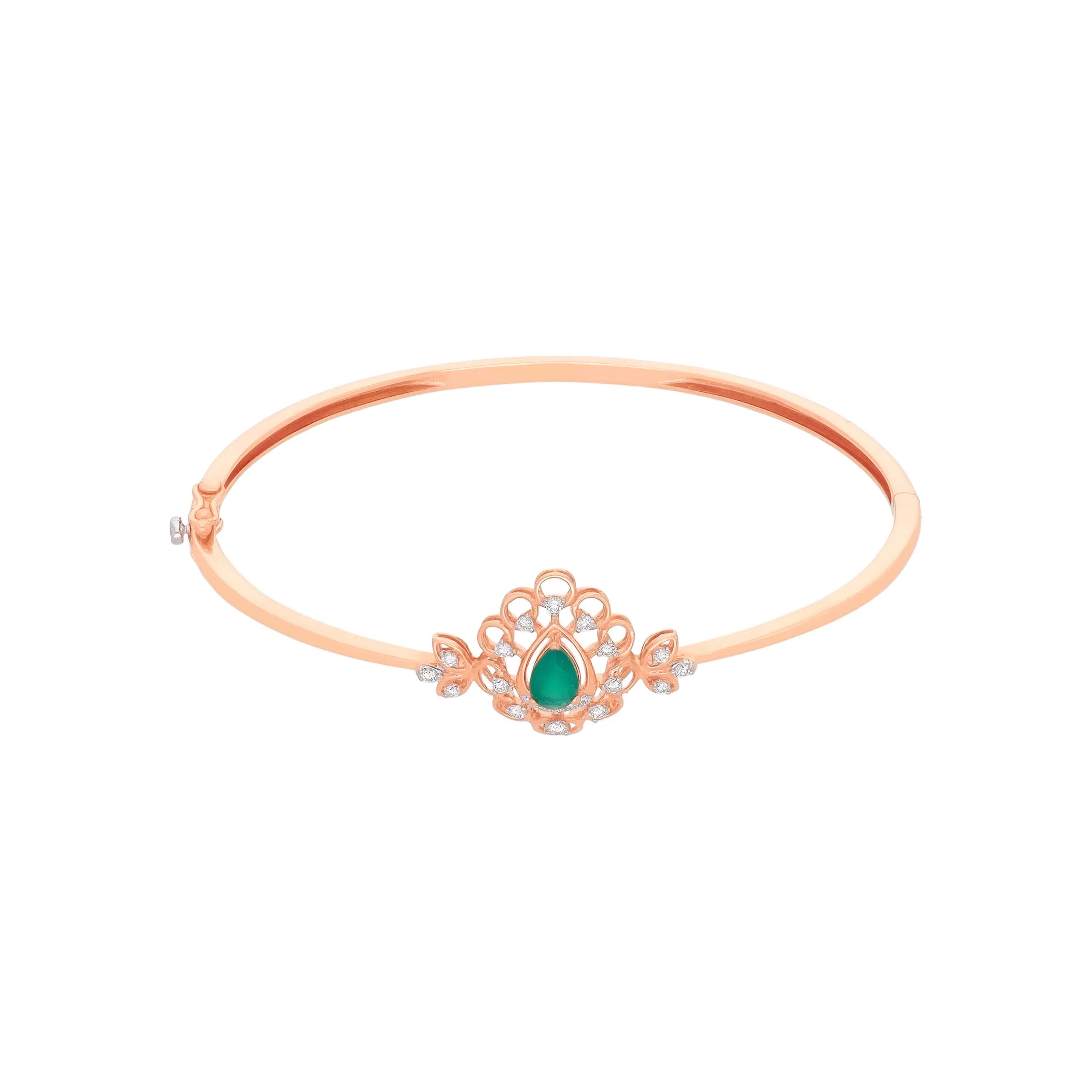 Glamorously Detailed And Diamond Studded 18KT Rose Gold Bangles