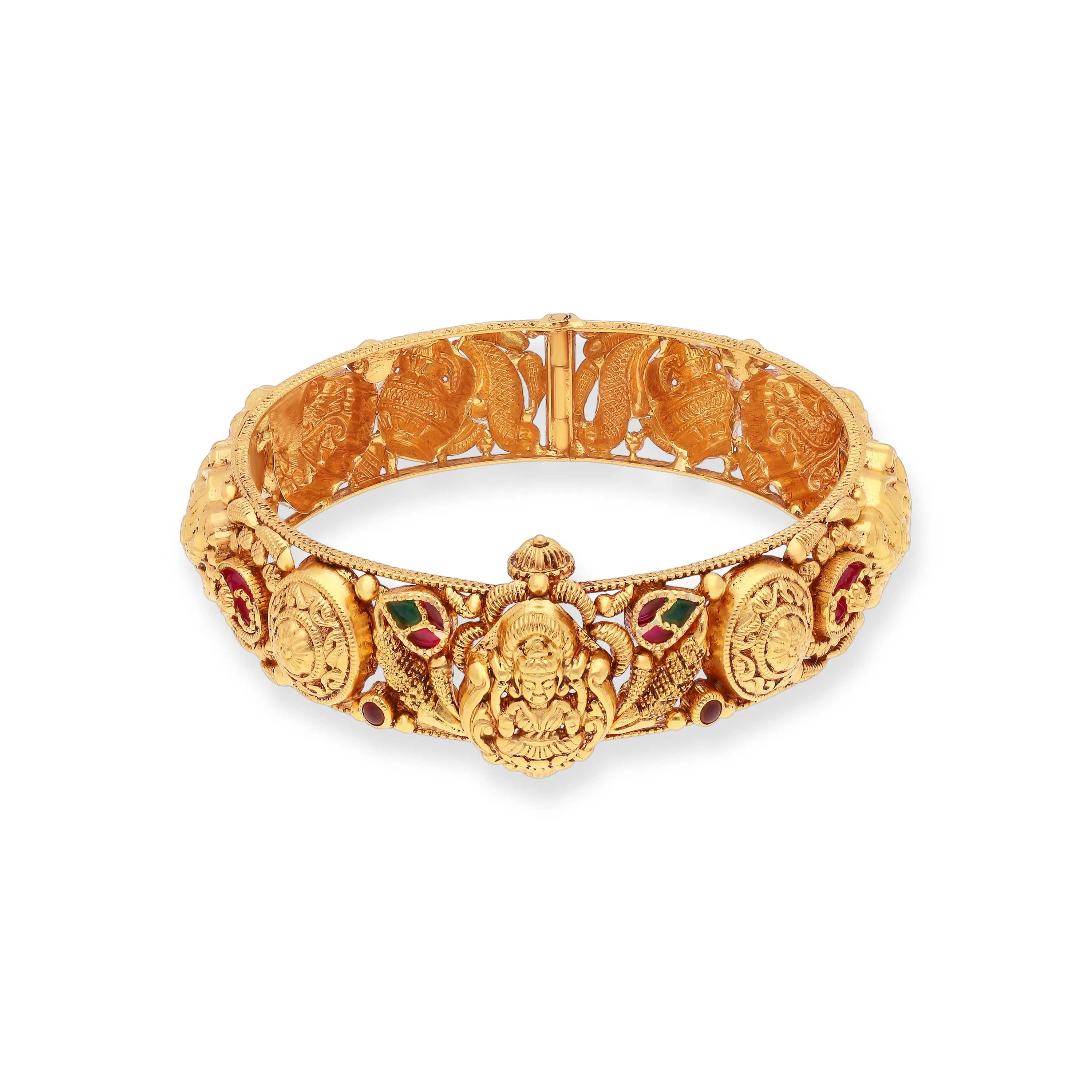 Specially Crafted And Antique Finished 22KT Gold Bangles For Women