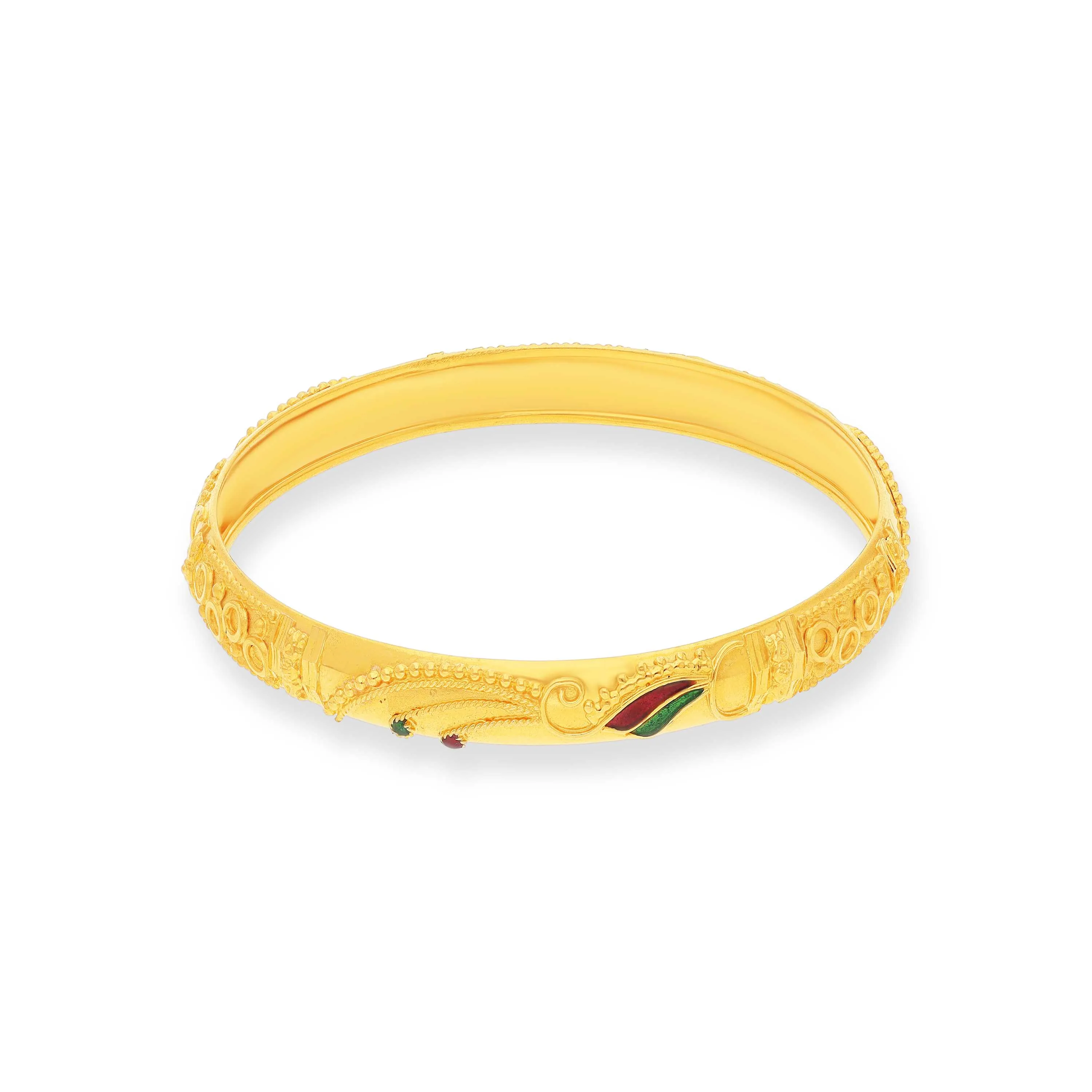 Classic Enamel Worked And Detailed 22KT Gold Bangles