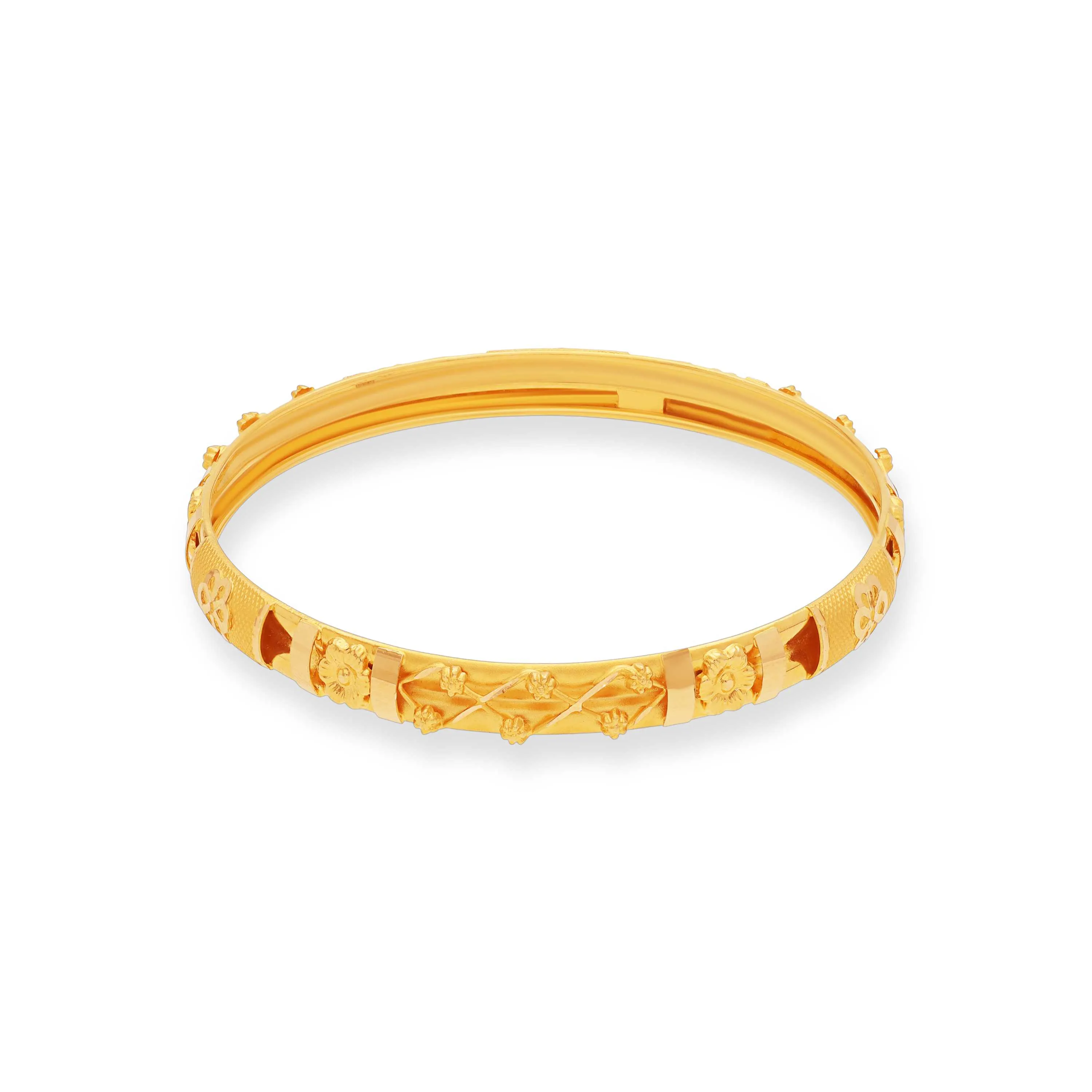 Matte Finished And Detailed 22KT Gold Bangles
