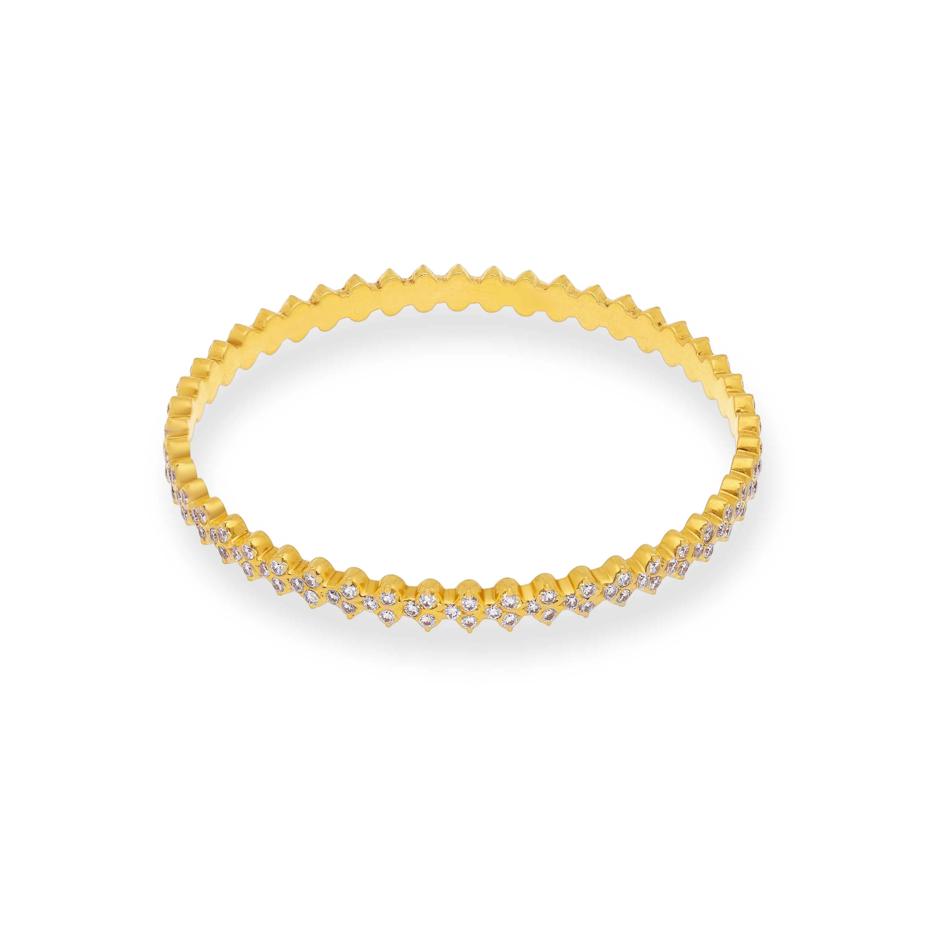 Gorgeously Detailed And Diamond Studded 22KT Gold Close Setting Bangles