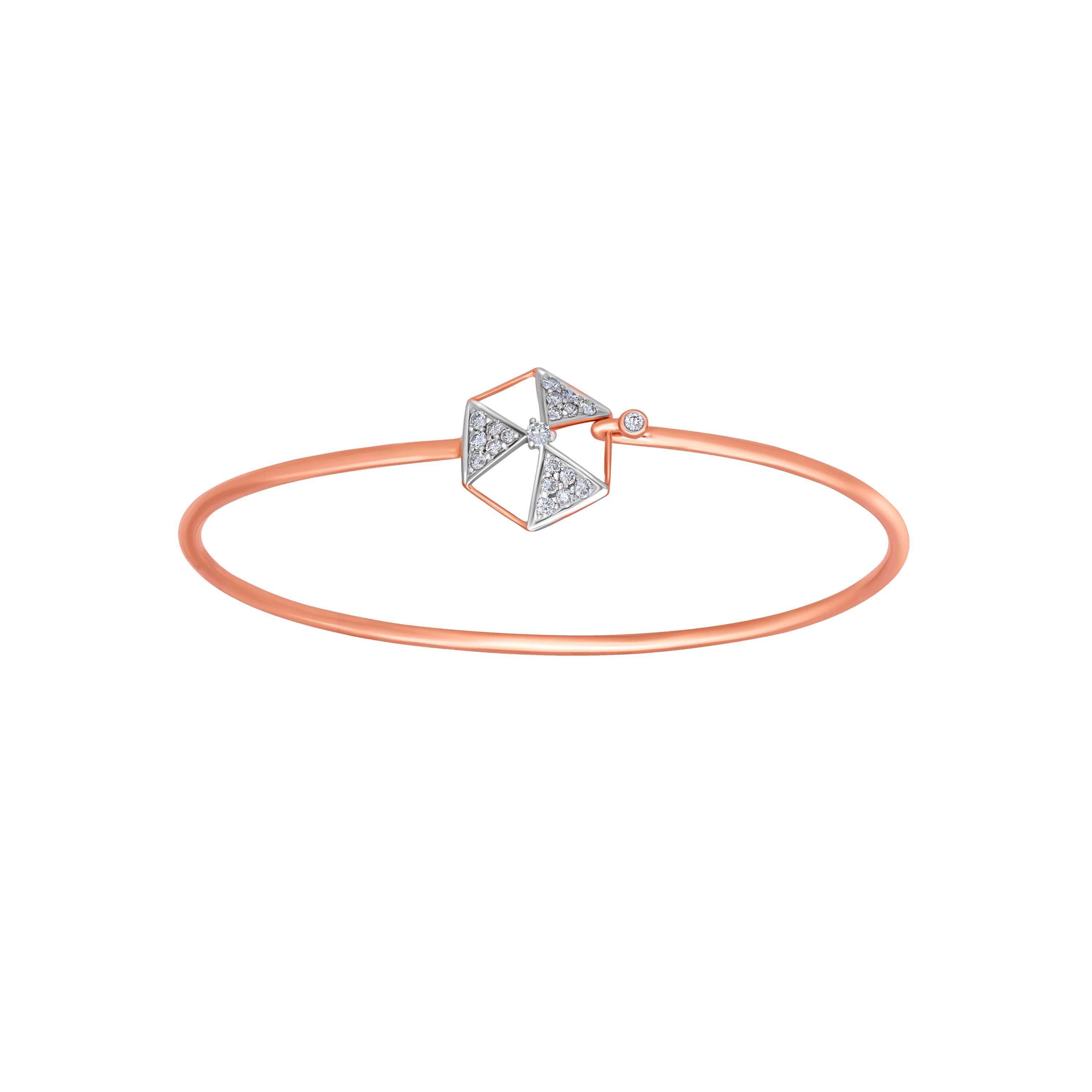 Elegant Two-tone Hexagonal Diamond Bangle in 18KT Rose Gold