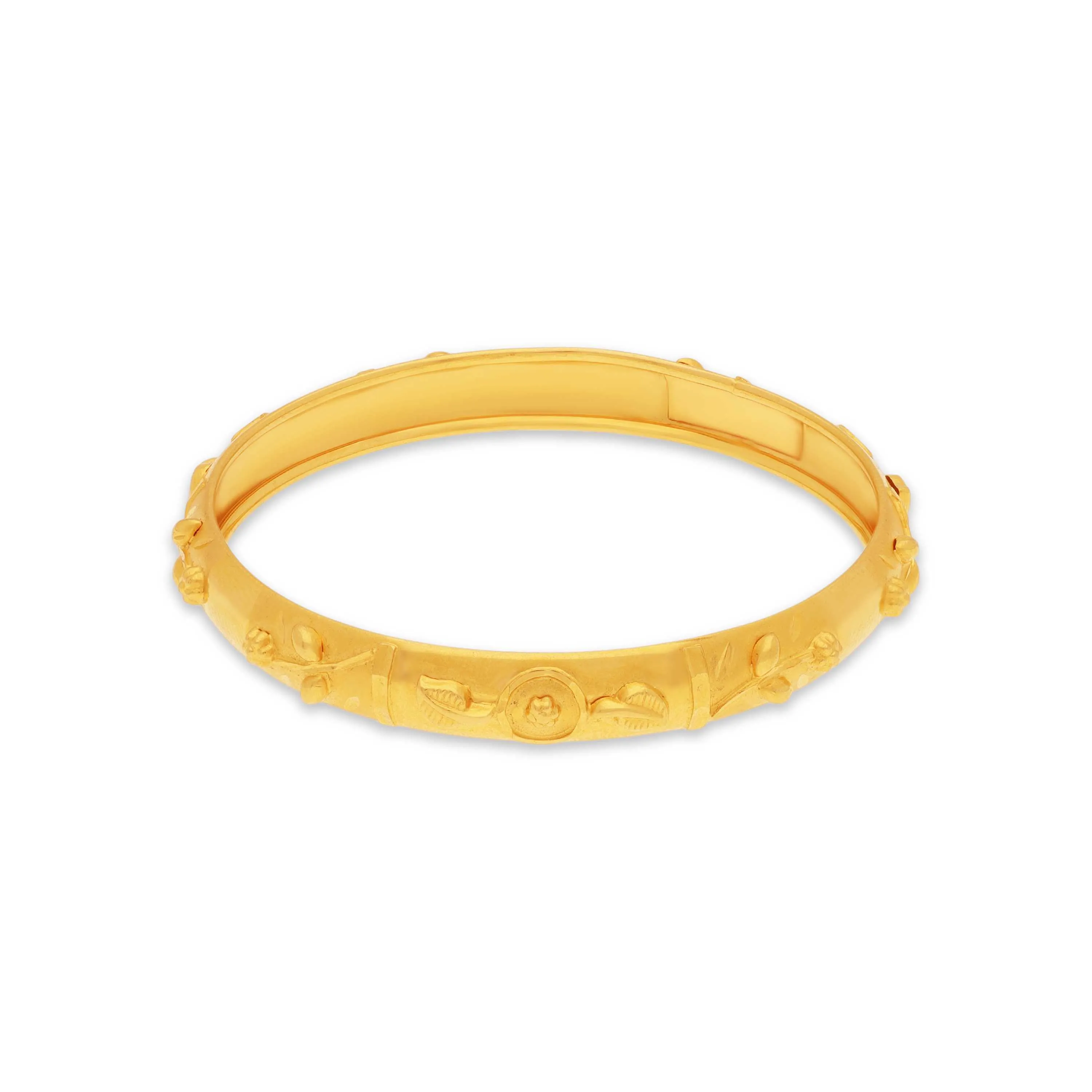 Classic Matte Finished And Detailed 22KT Gold Bangles For Kids