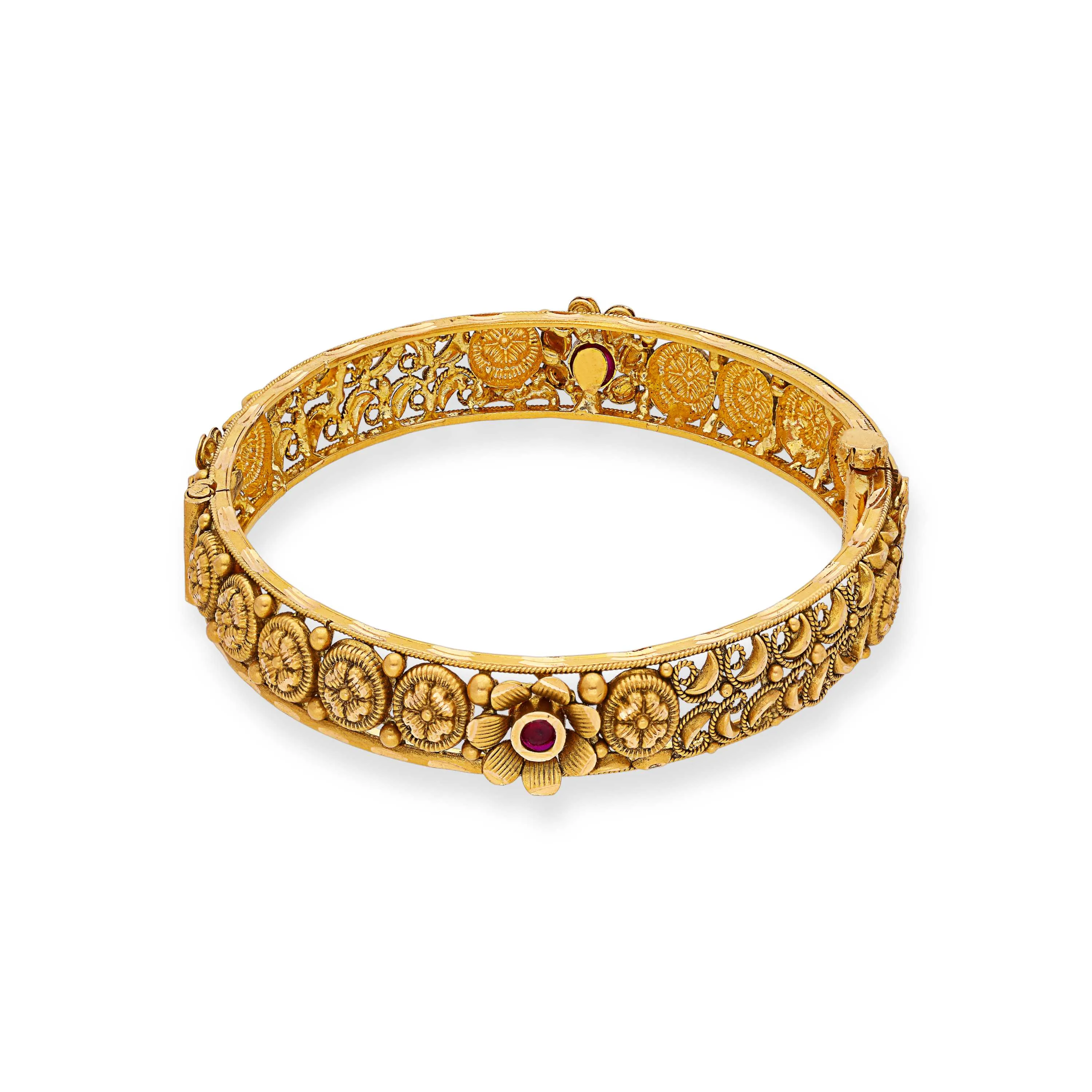 Traditionally Crafted And Detailed 22KT Gold Bangles For Women