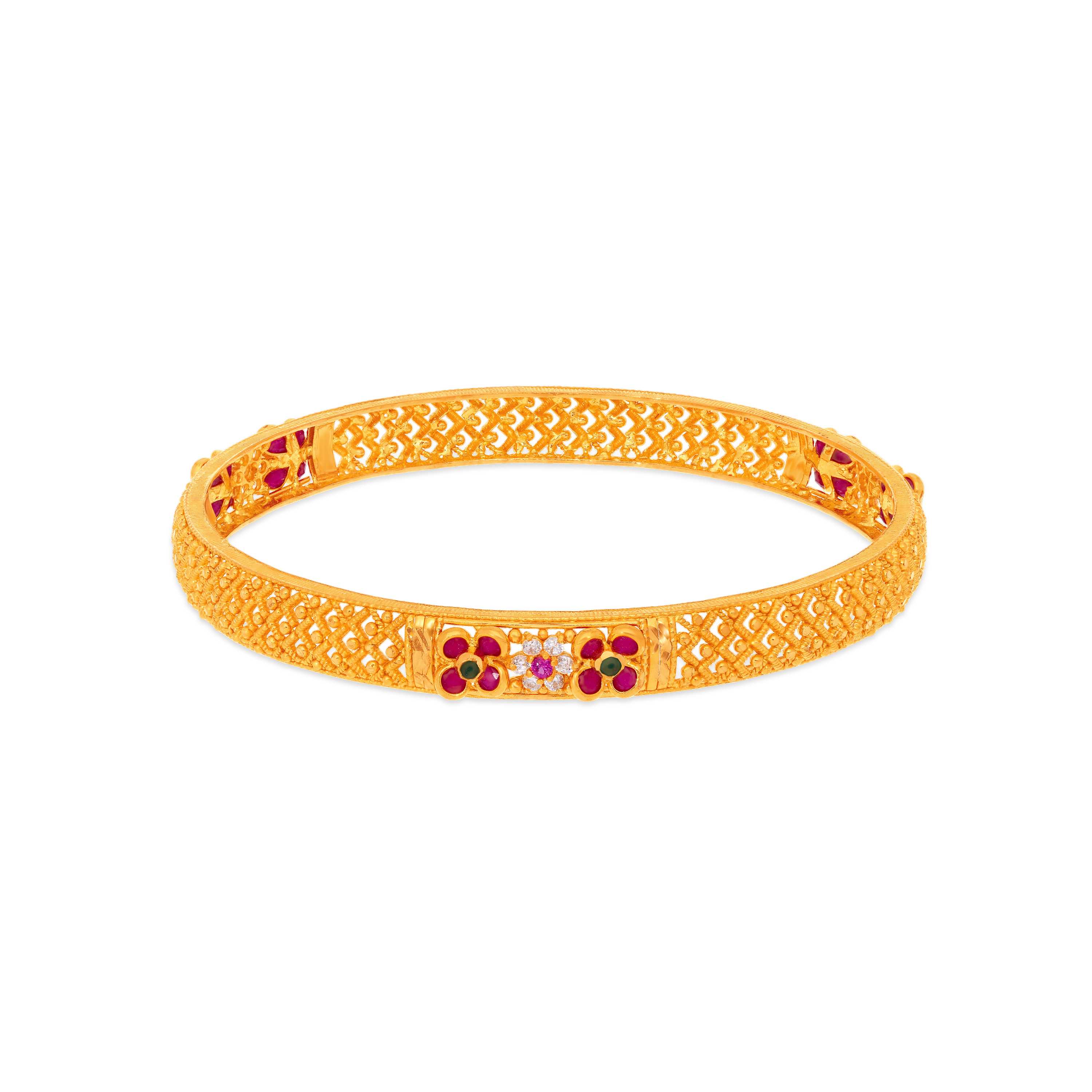 Classic Studded Bombay Pattern 22KT Gold Bangle