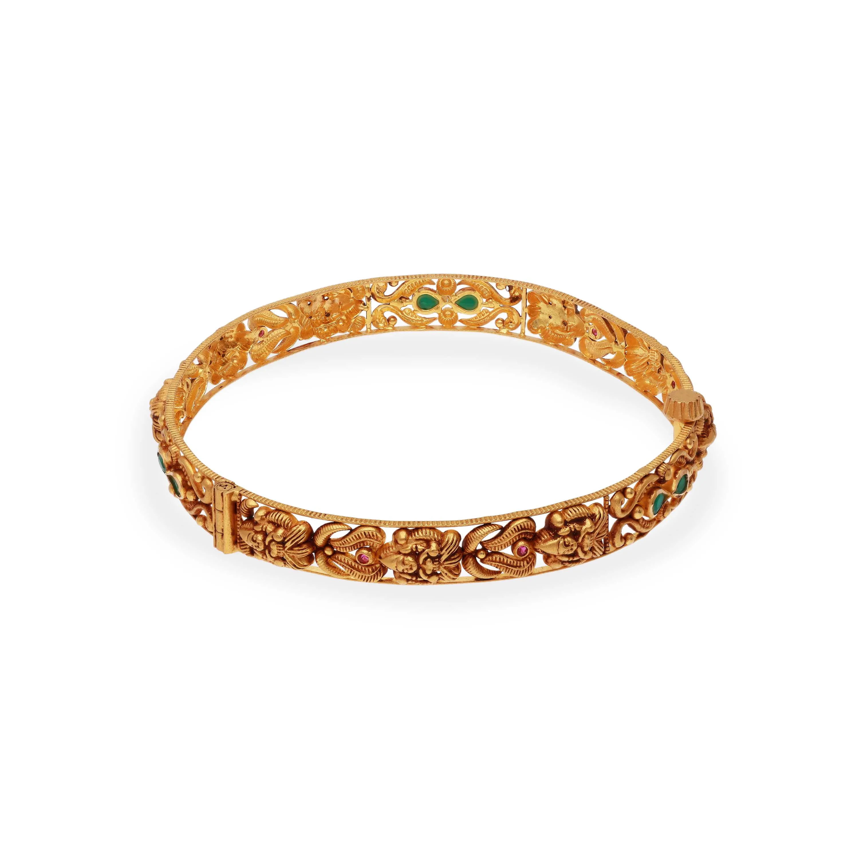 Specially Crafted And Antique Finished 22KT Gold Bangles