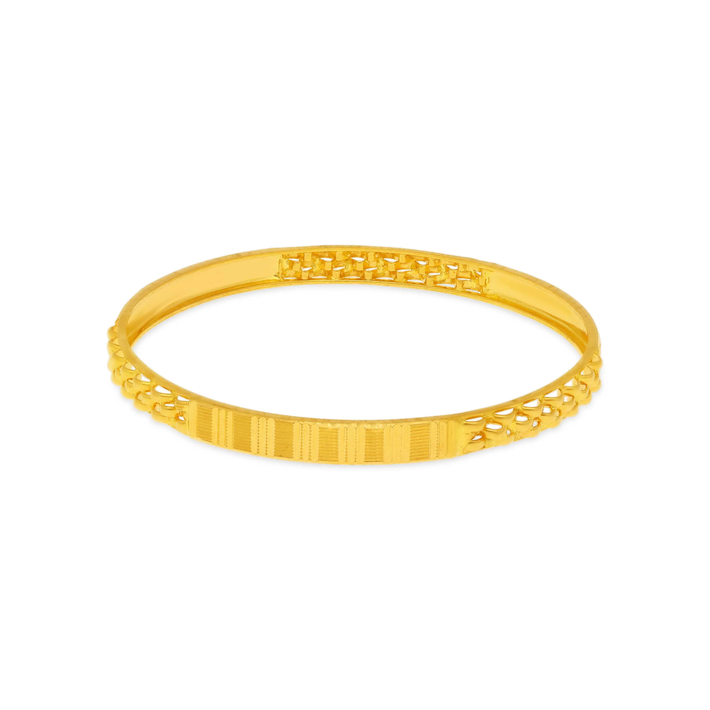 Fancy Matte Finish Bombay Pattern 22KT Gold Bangle