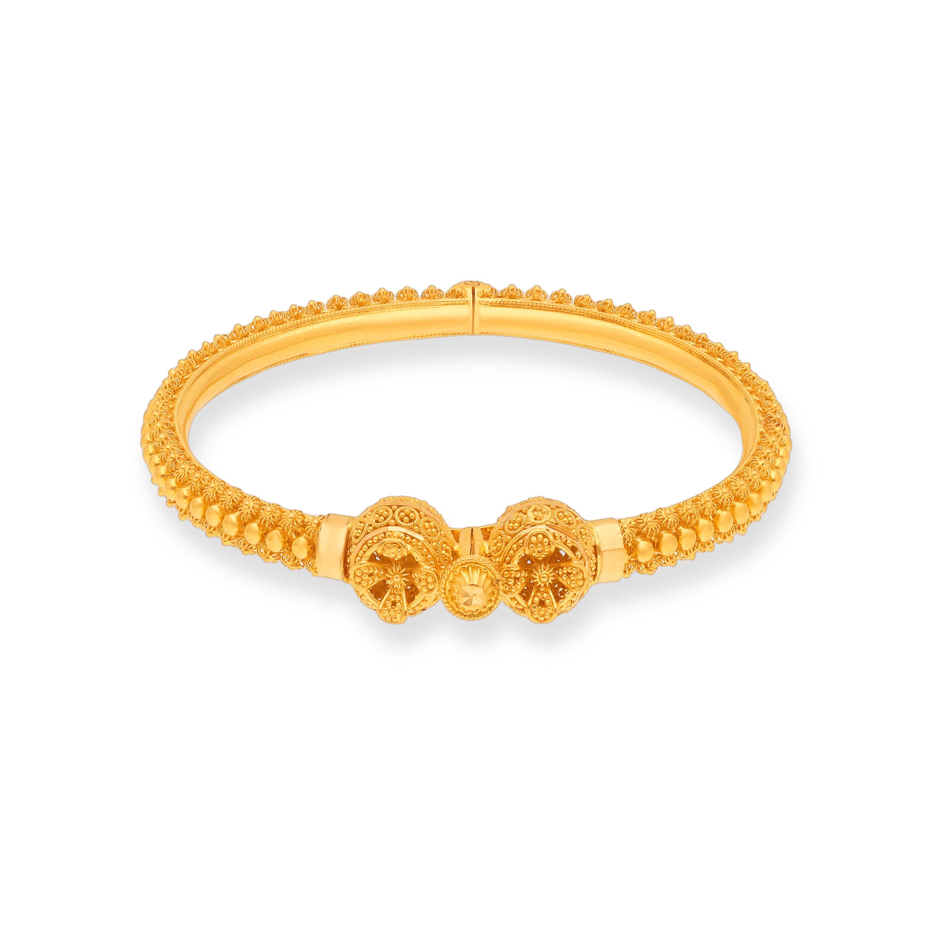 Traditionally Crafted And Detailed 22KT Gold Kada With Screw