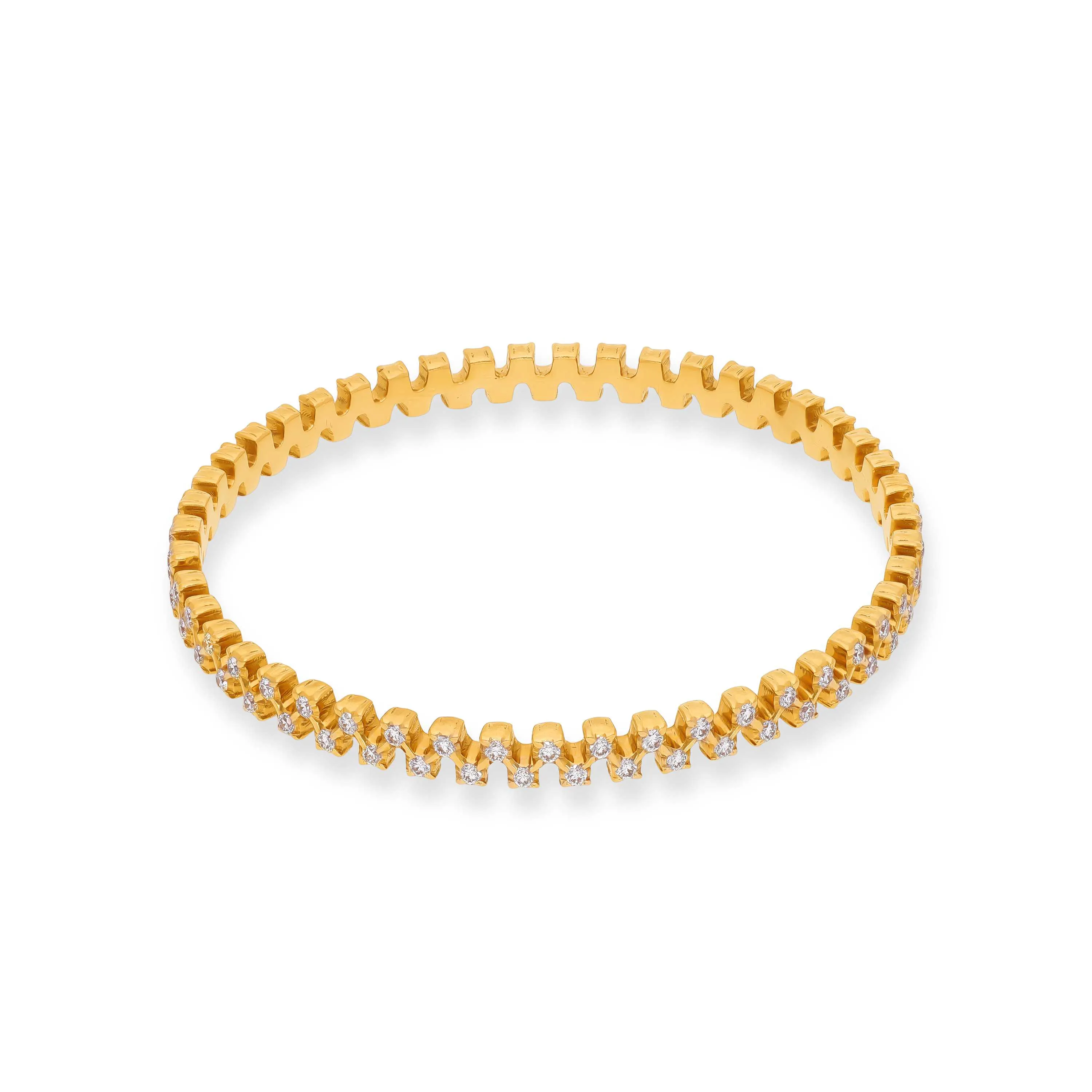 Traditionally Crafted And Diamond Studded 22KT Gold Close Setting Bangles