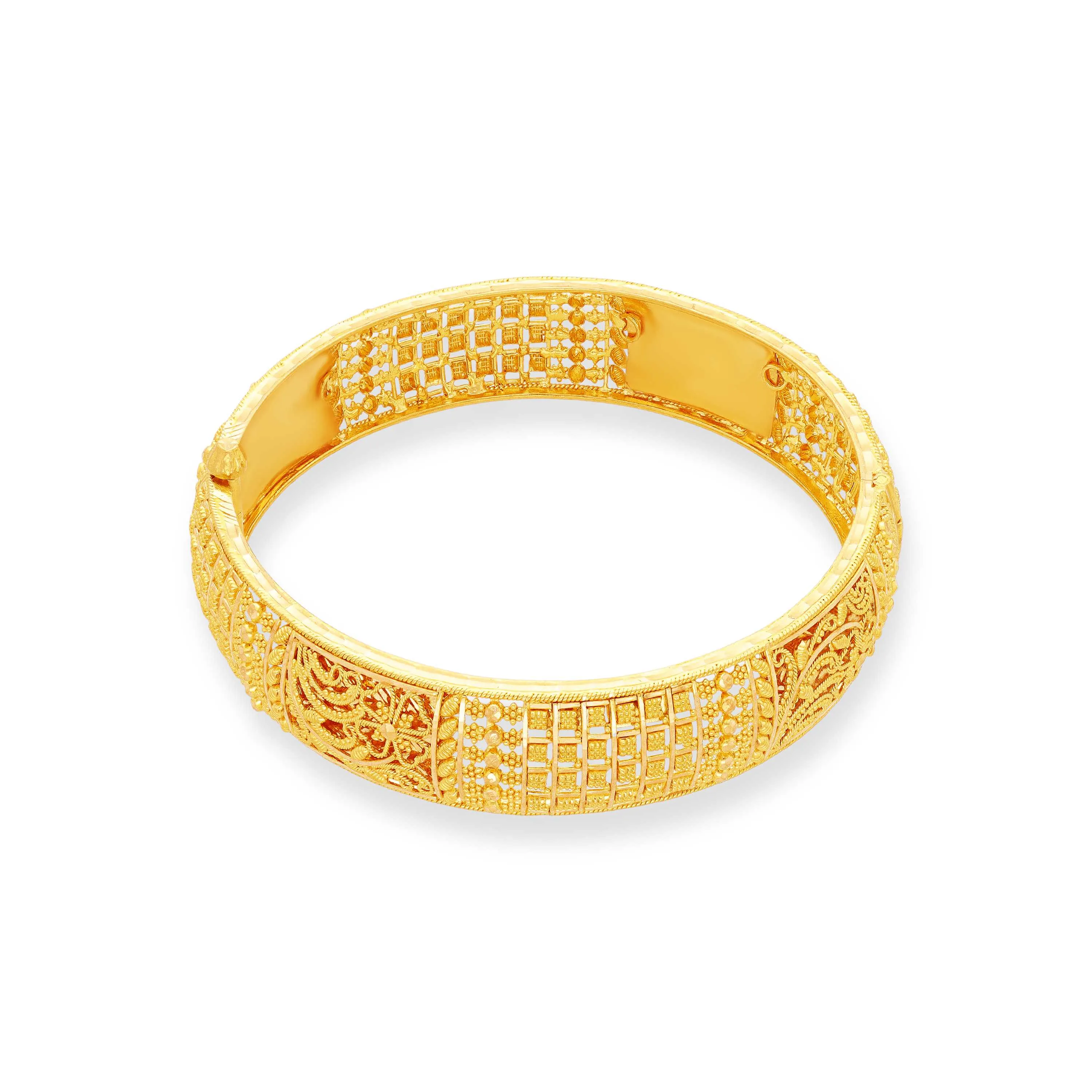 Classic Finely Detailed And Crafted 22KT Gold Bangles With Screw