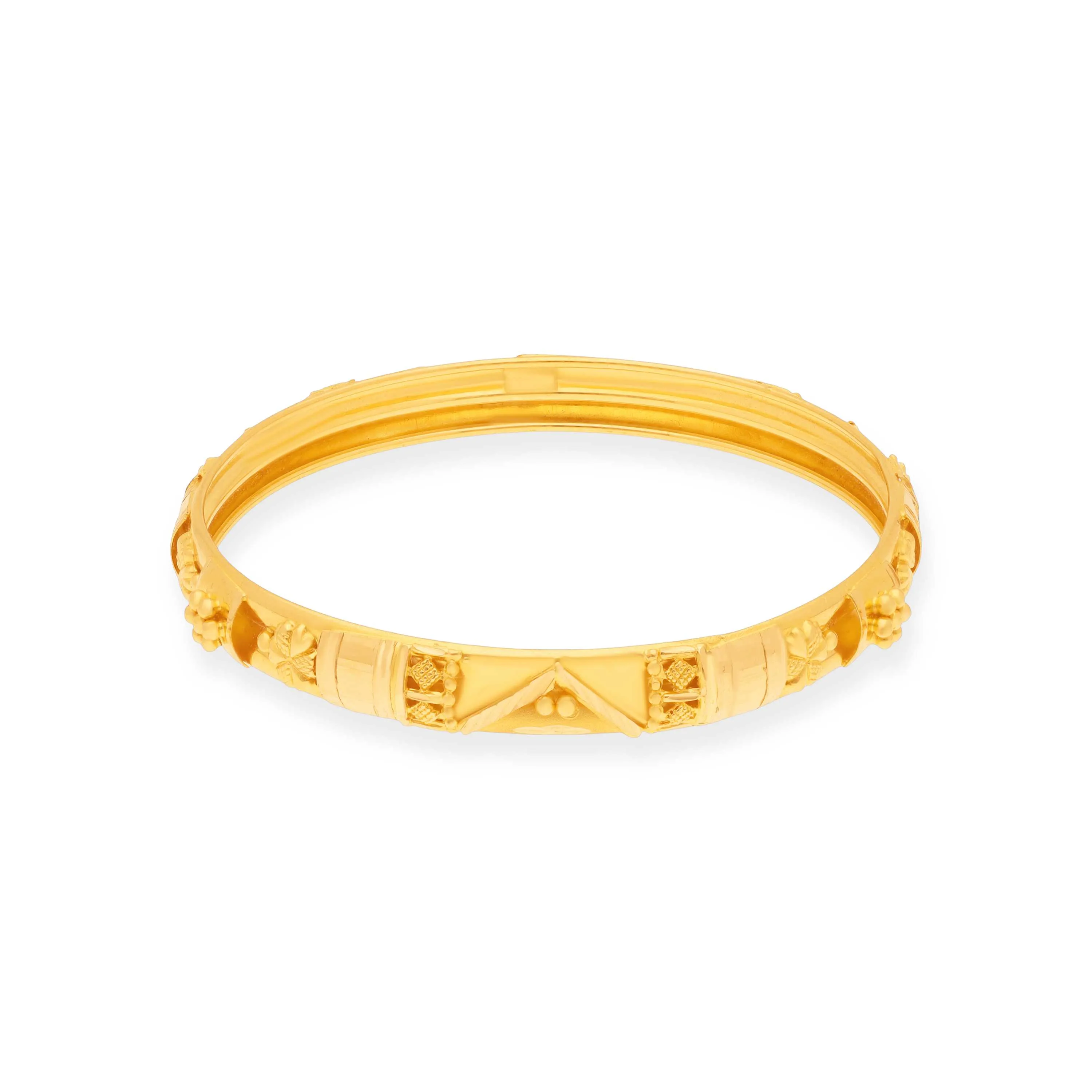 Classic Matte Finished Bombay Pattern 22KT Gold Bangles