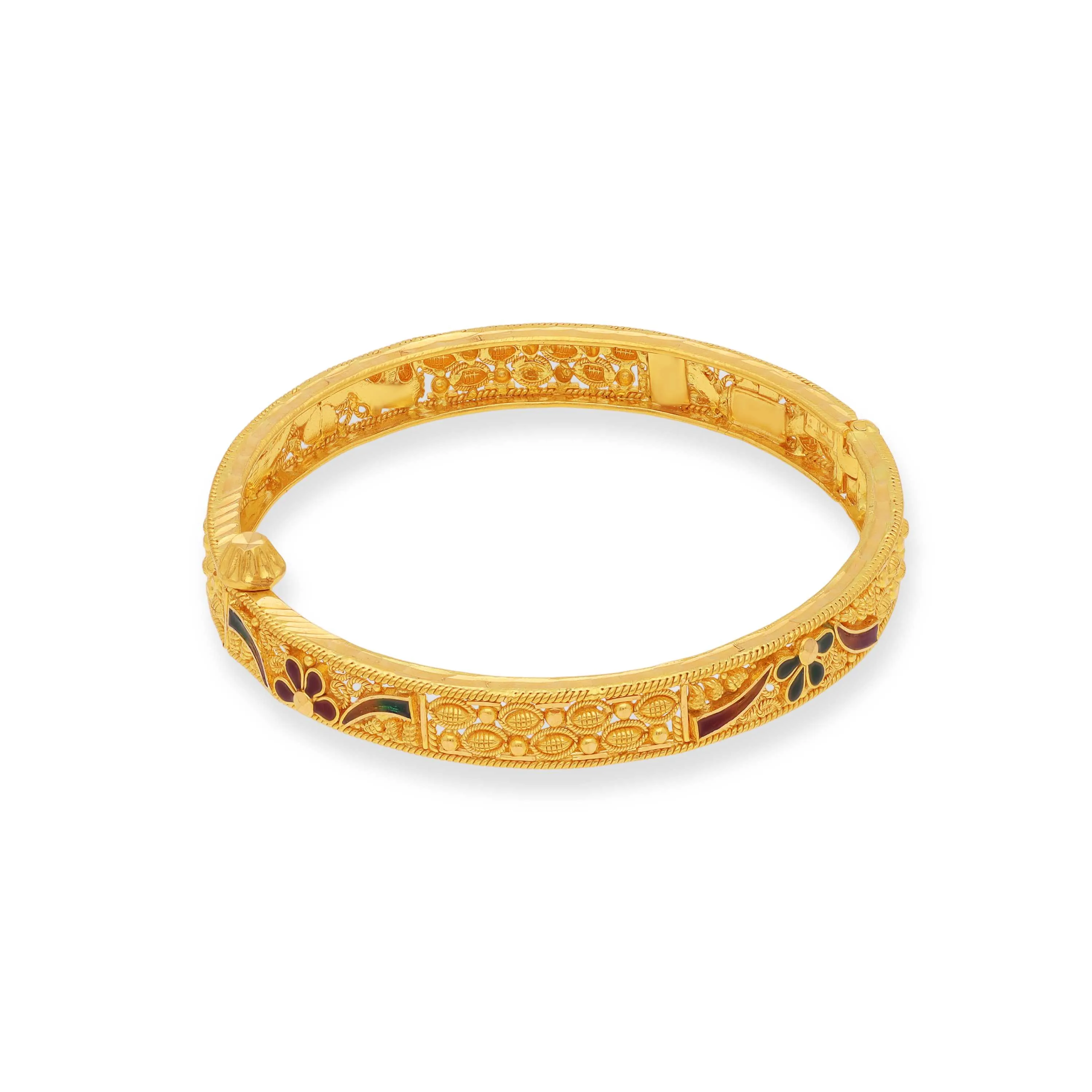 Classic Enamel Worked And Detailed 22KT Gold Baby Bangles