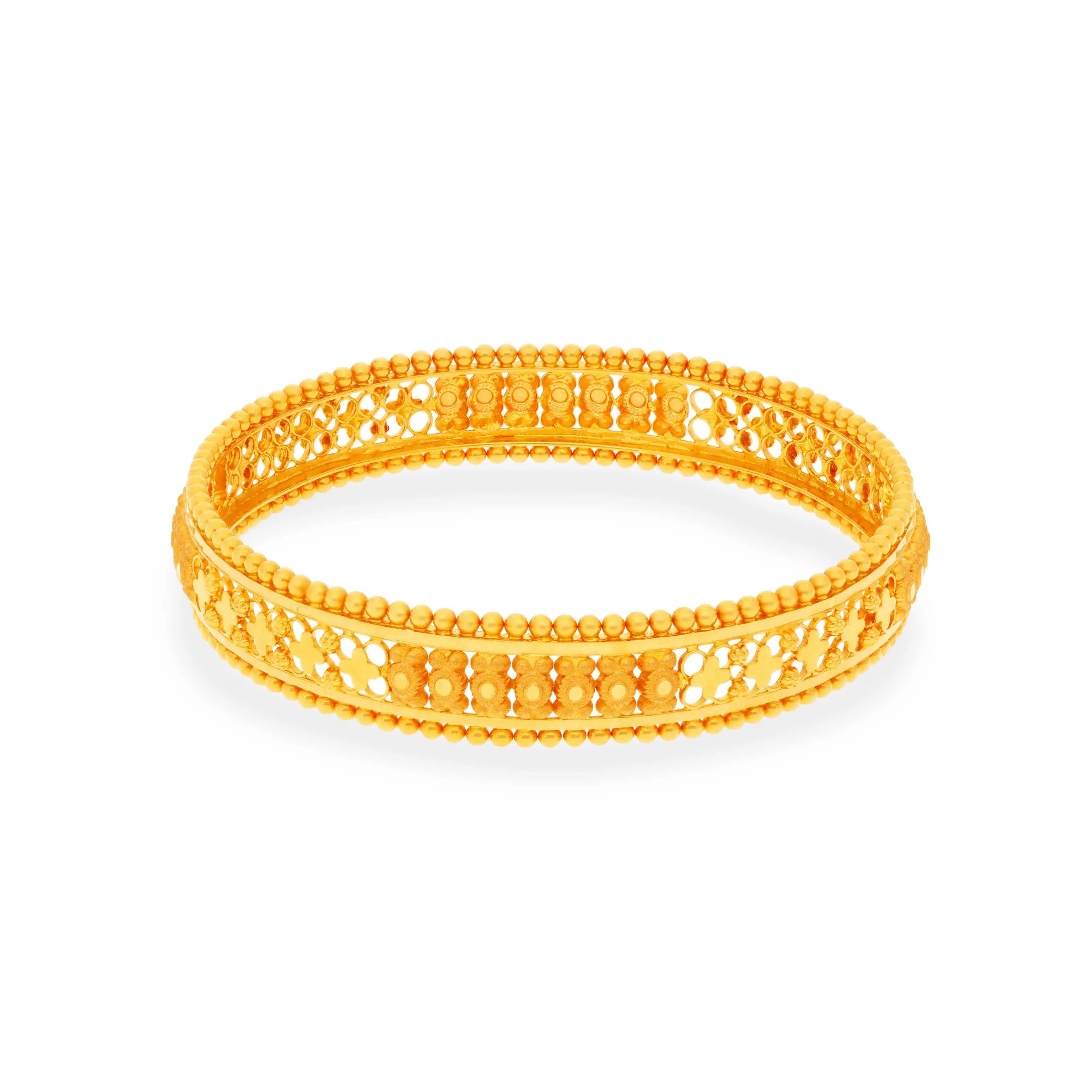 Classic Matte Finished Calcutta Pattern 22KT Gold Bangles