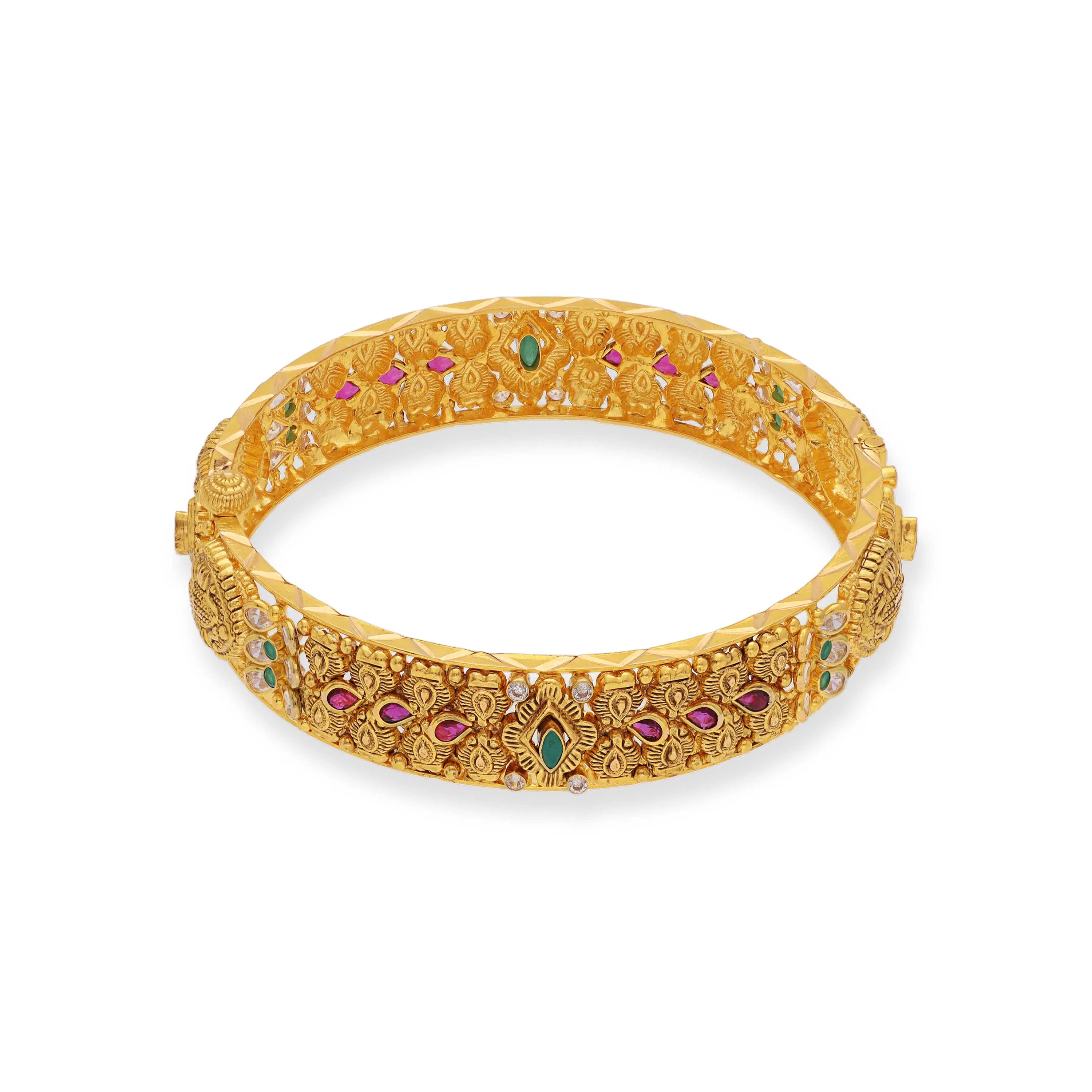 Antique Finished And Studded 22KT Gold Bangles