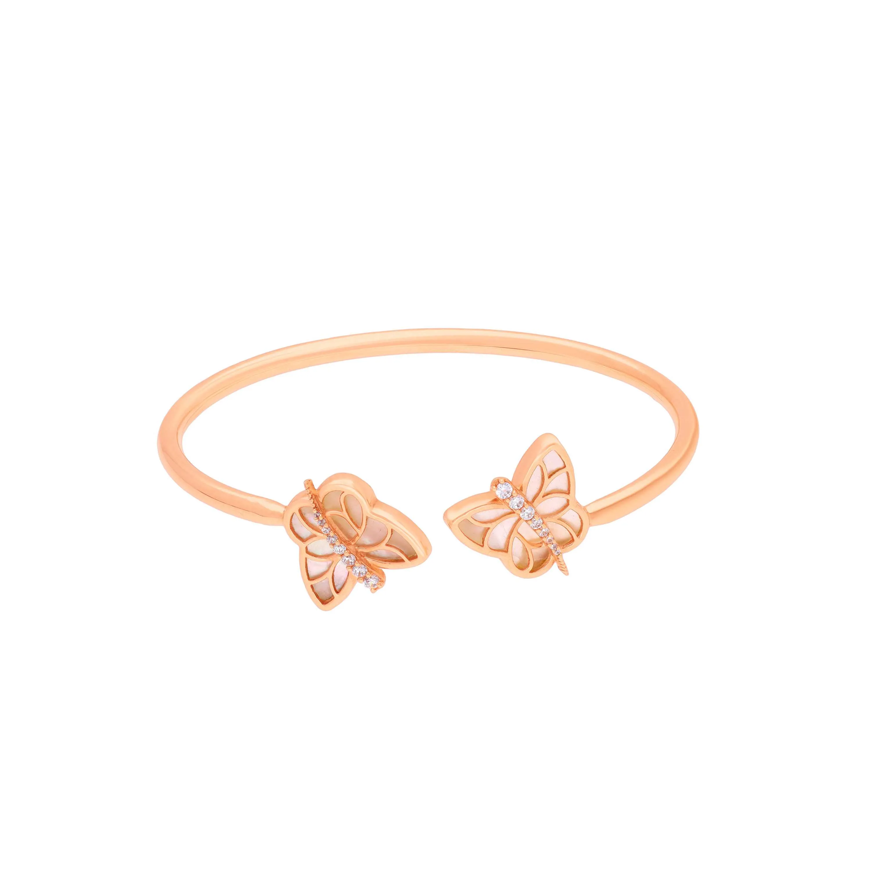 Fancy Butterfly Pattern 18KT Rose Gold Bangle For Women