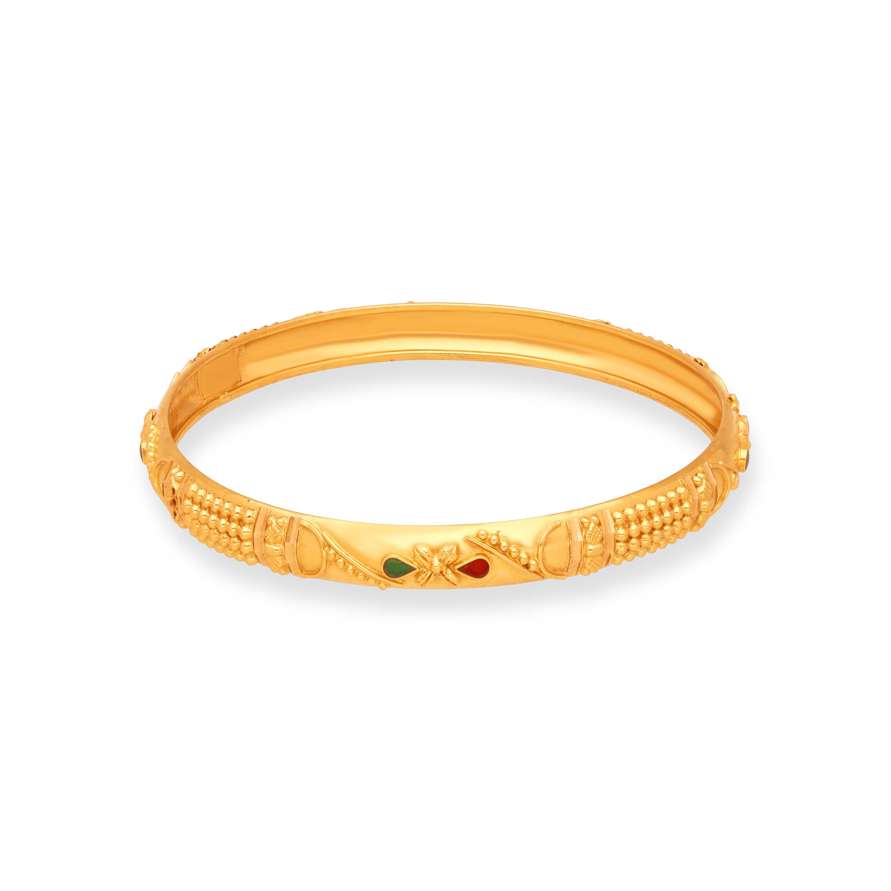 Classic Enamel Worked 22KT Gold Bombay Pattern Bangle
