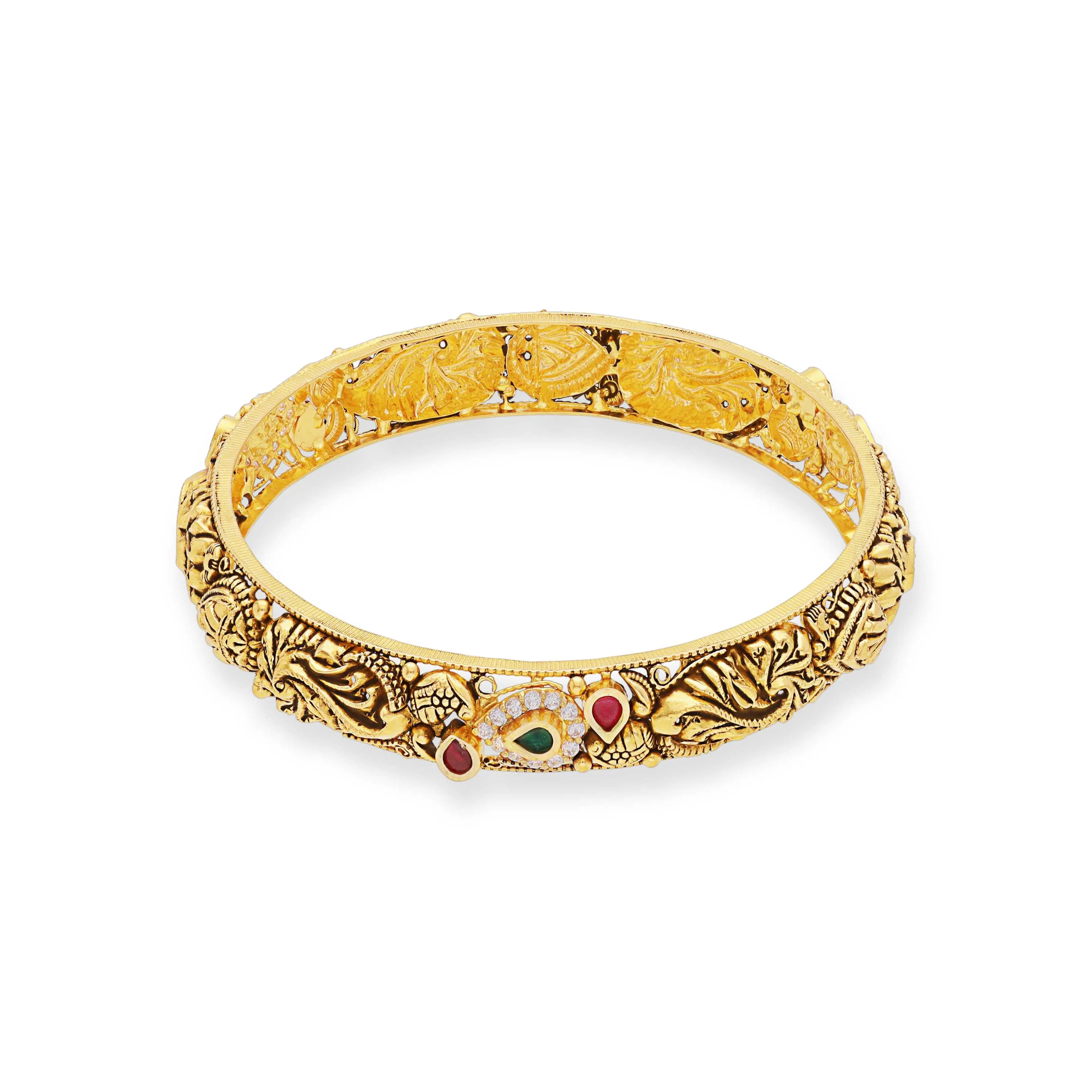 Antique Finished And Studded 22KT Gold Bangles