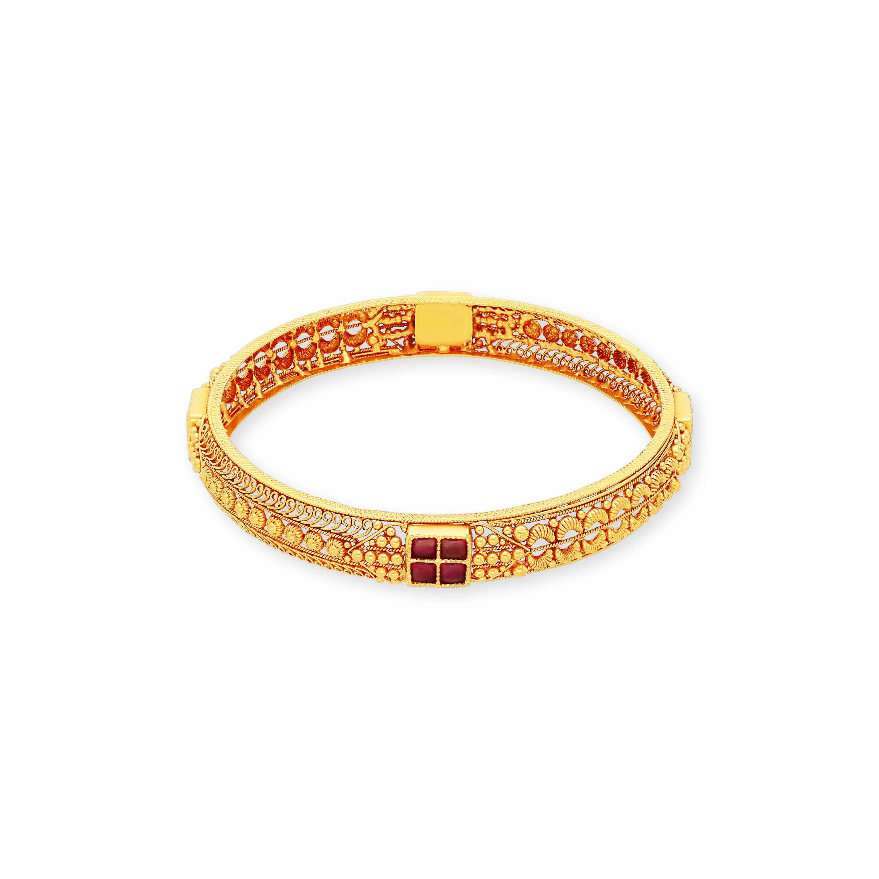 Premium Antique Finished And Studded 22KT Gold Bangles