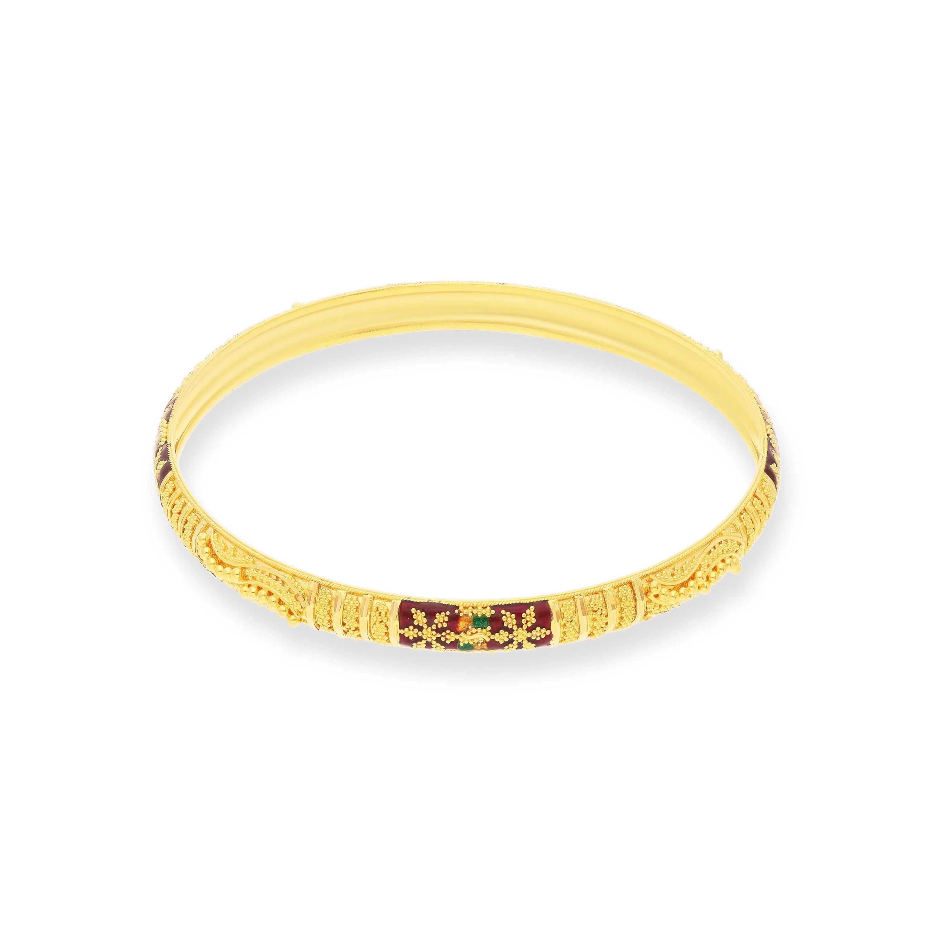 Classic Enamel Worked And Detailed 22KT Gold Bangles