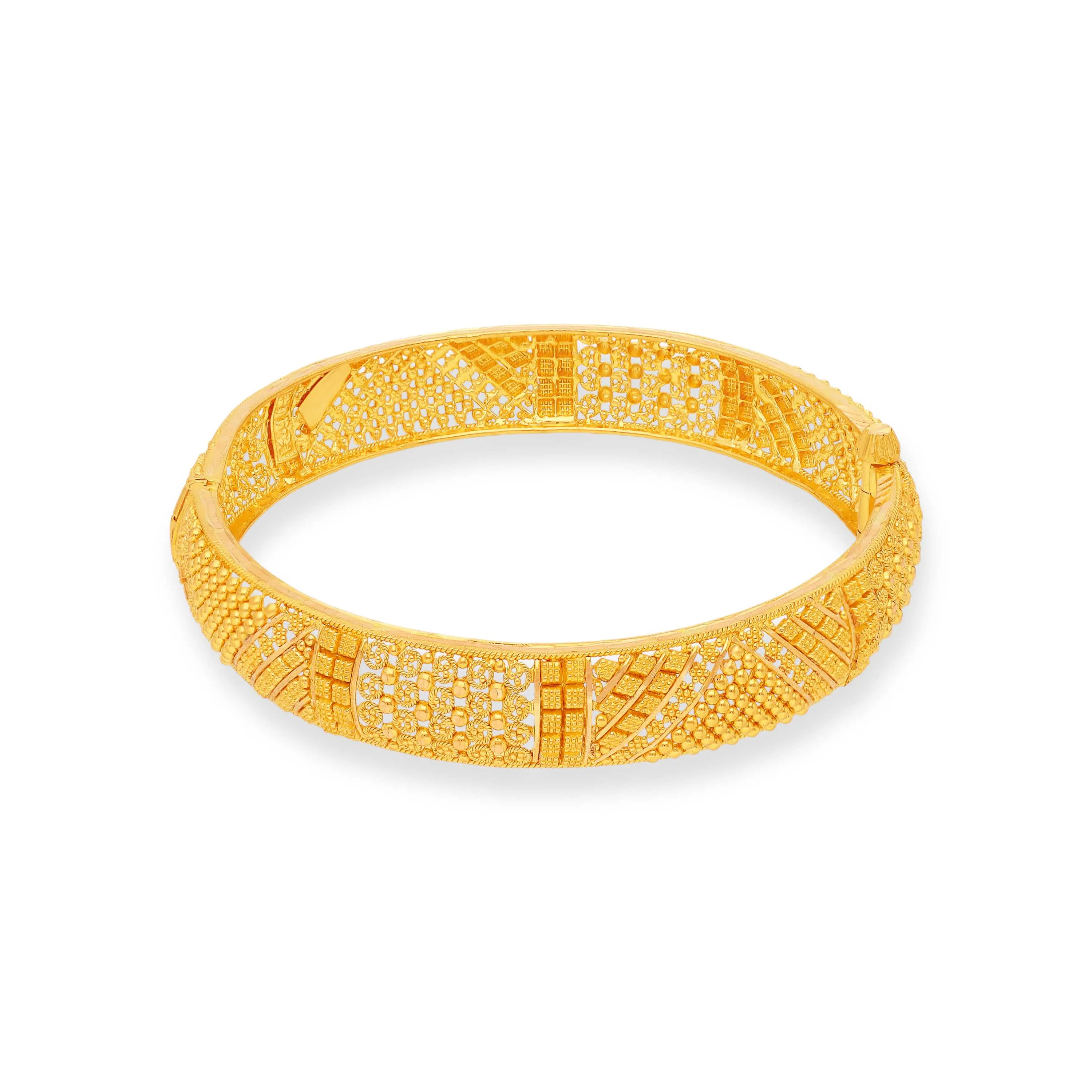 Classic Finely Detailed And Crafted 22KT Gold Bangles With Screw