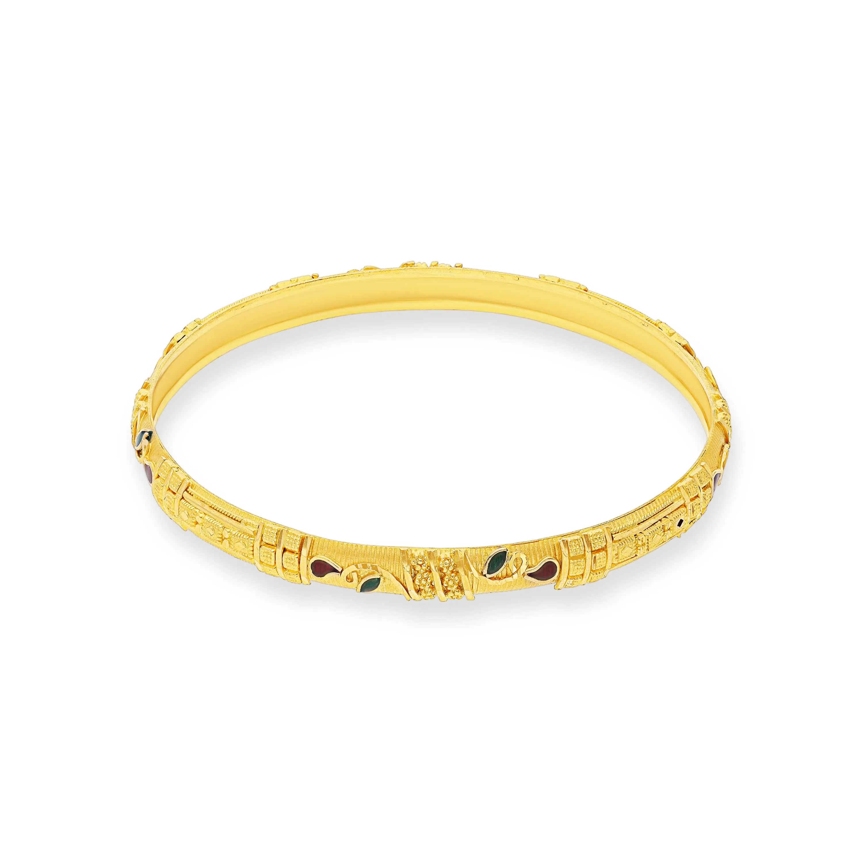 Enamel Worked And Detailed 22KT Gold Bangles