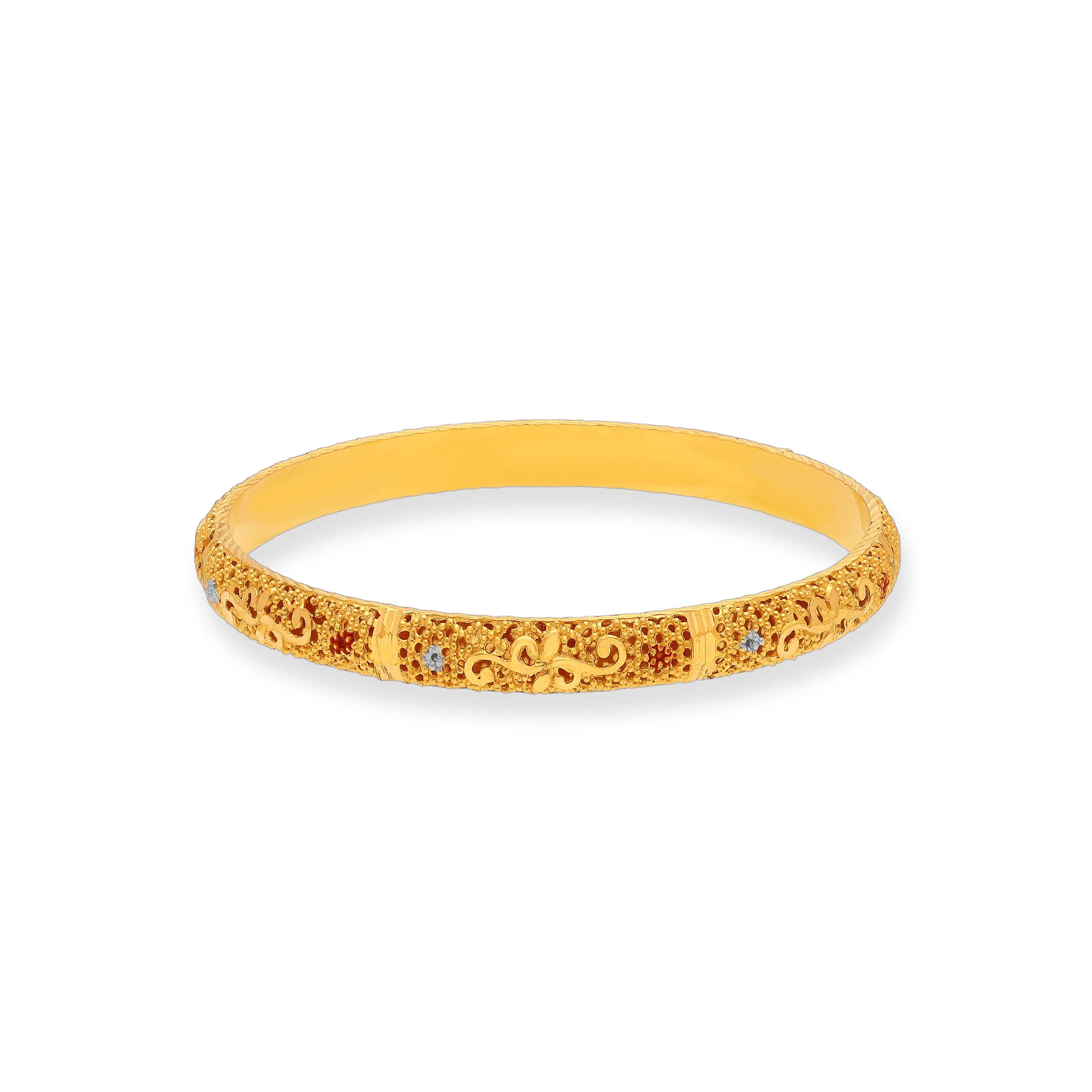 Charming Enamel Worked 22KT Gold Party Wear Bangle