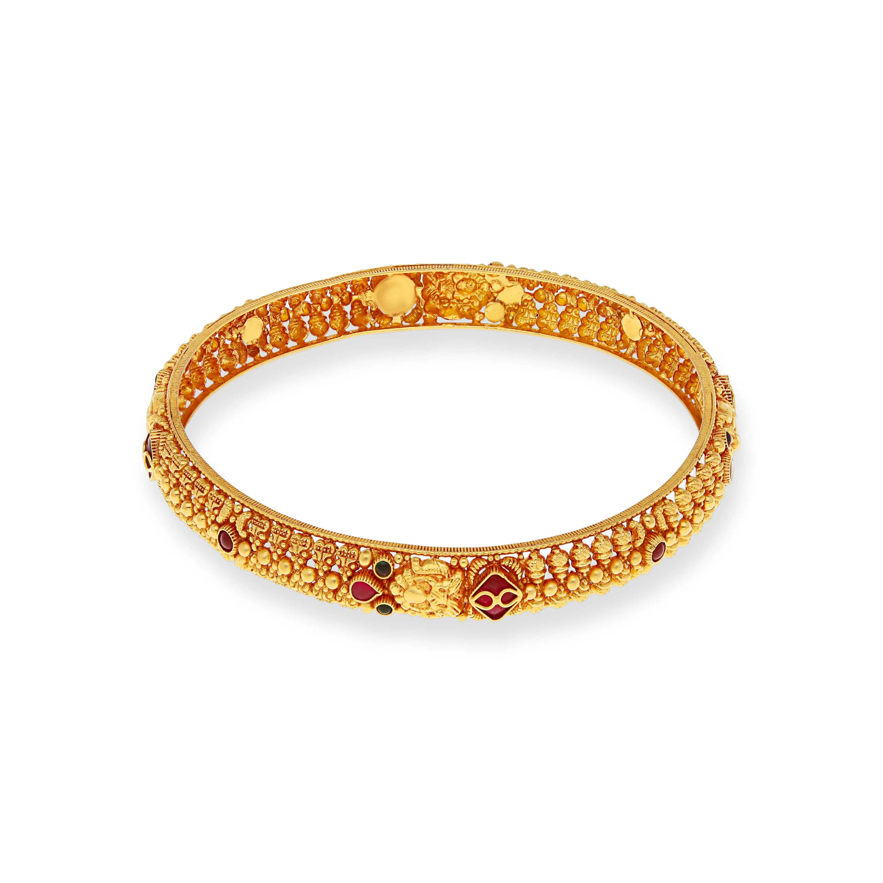 Specially Crafted And Antique Finished 22KT Gold Bangles