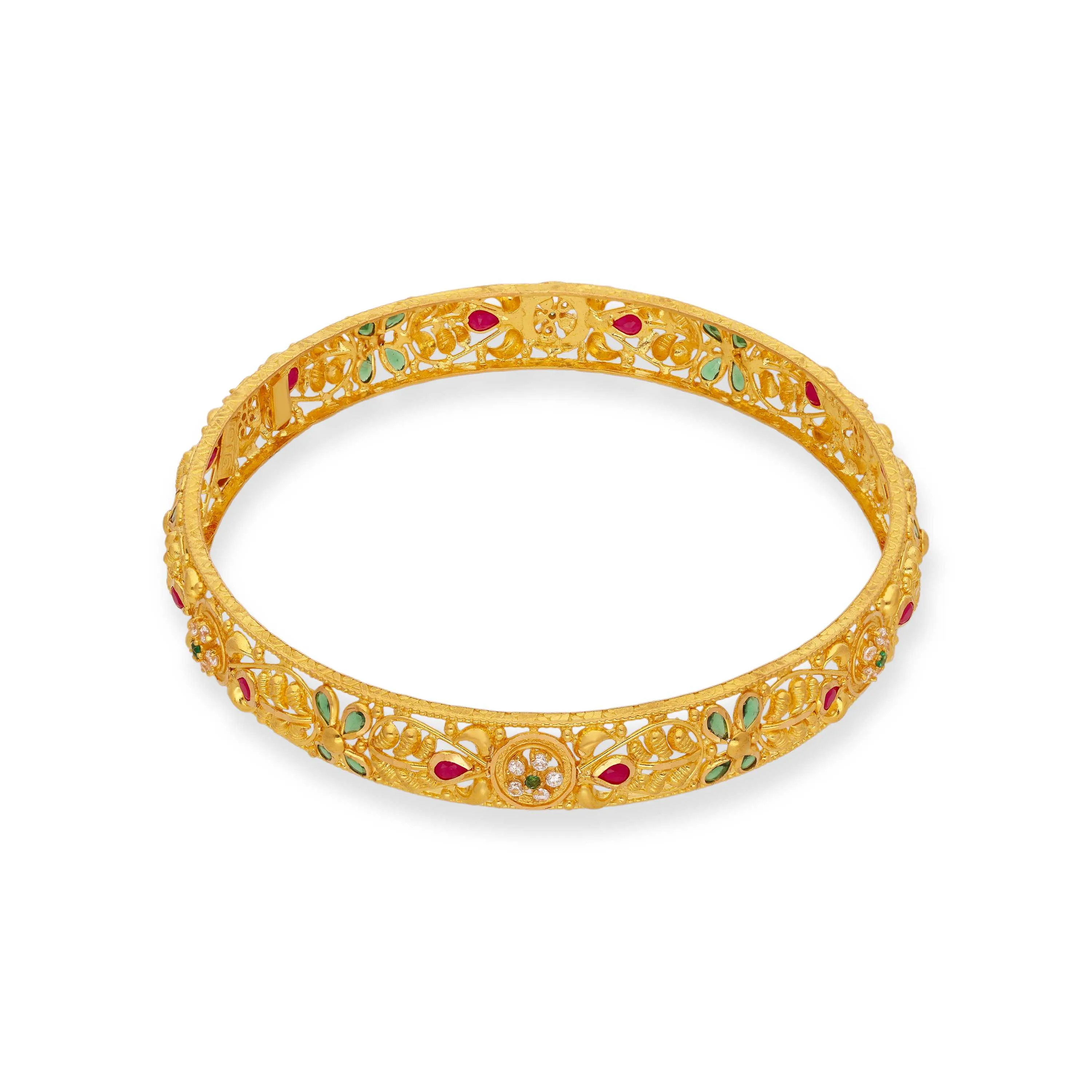 Studded And Detailed 22KT Gold Bangles For Women