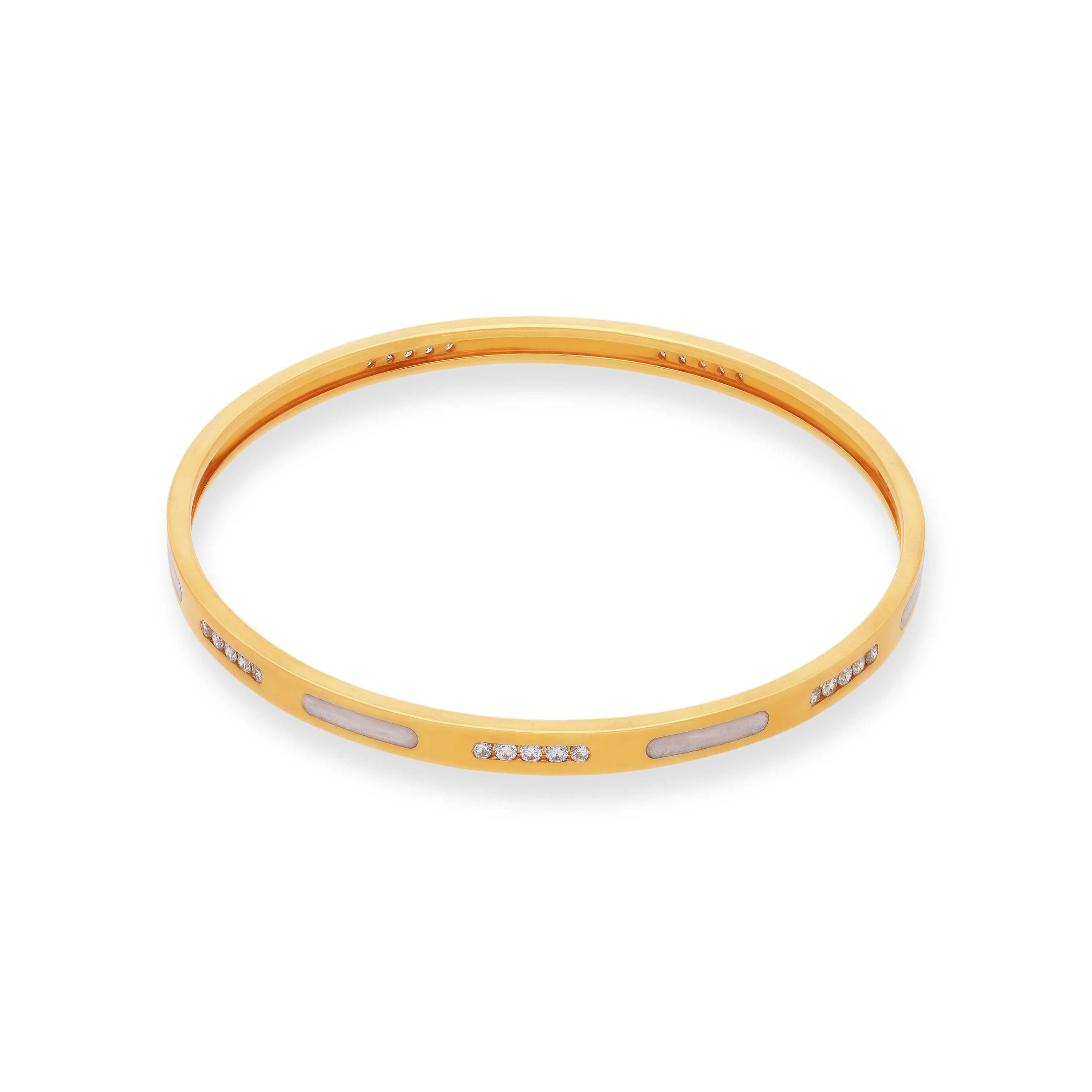 Glamorously Detailed And Diamond Studded 18KT Yellow Gold Bangles