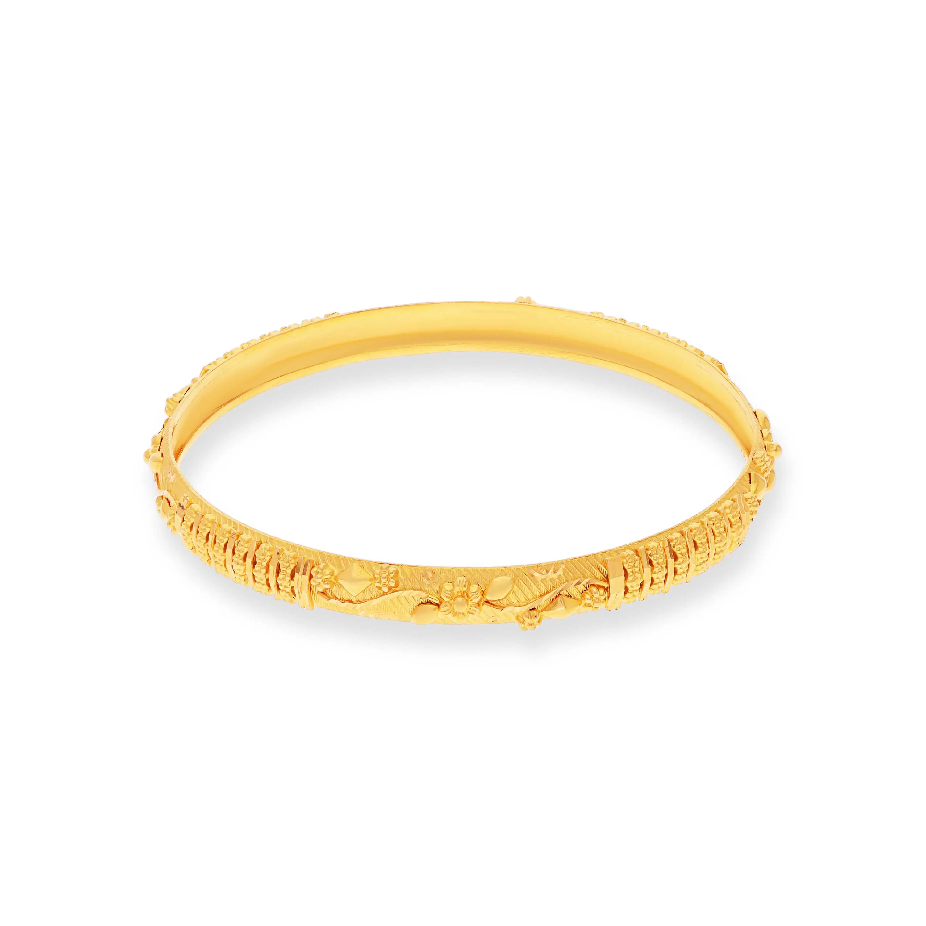 Classic Matte Finished And Detailed 22KT Gold Bangles