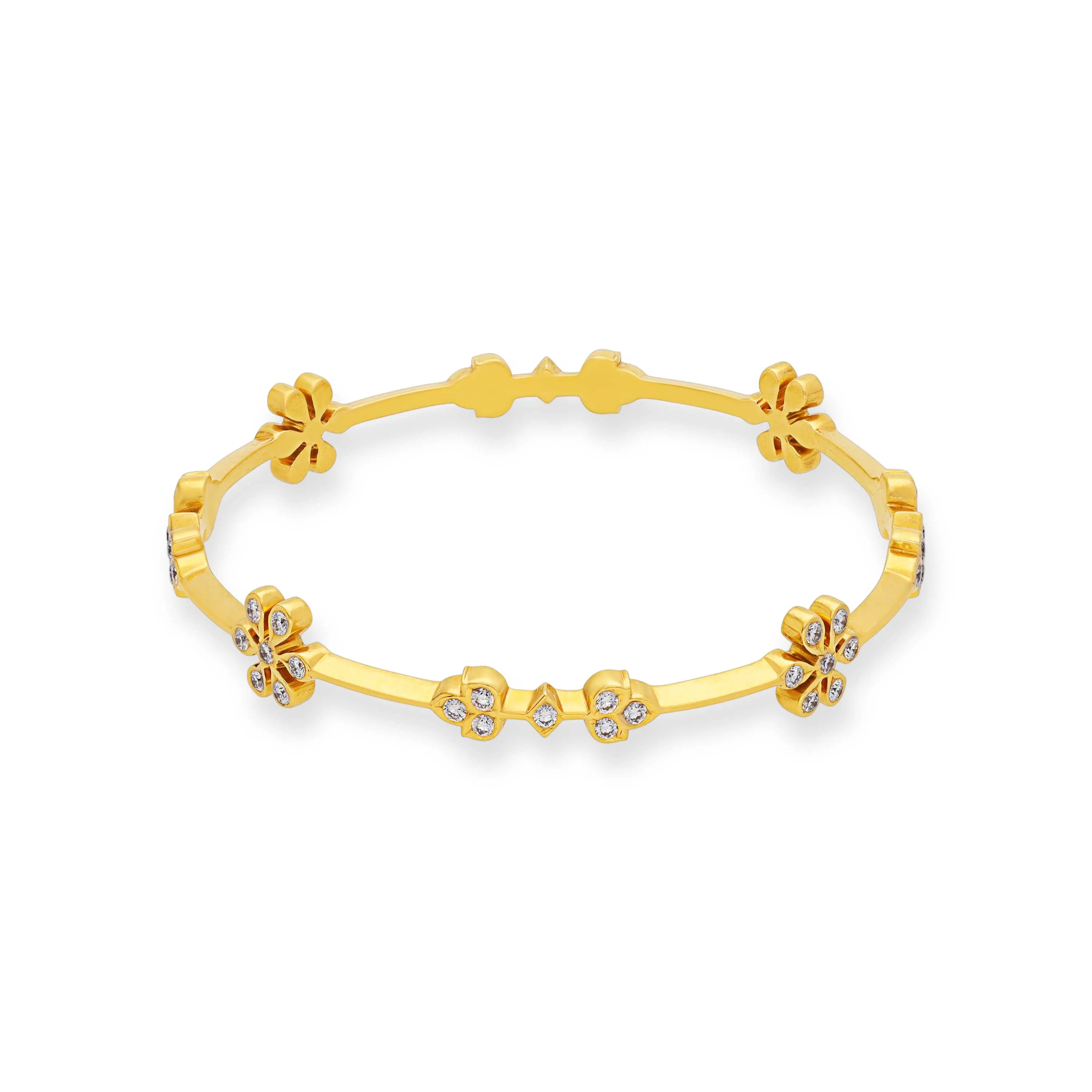 Traditionally Crafted And Diamond Studded 22KT Gold Close Setting Bangles