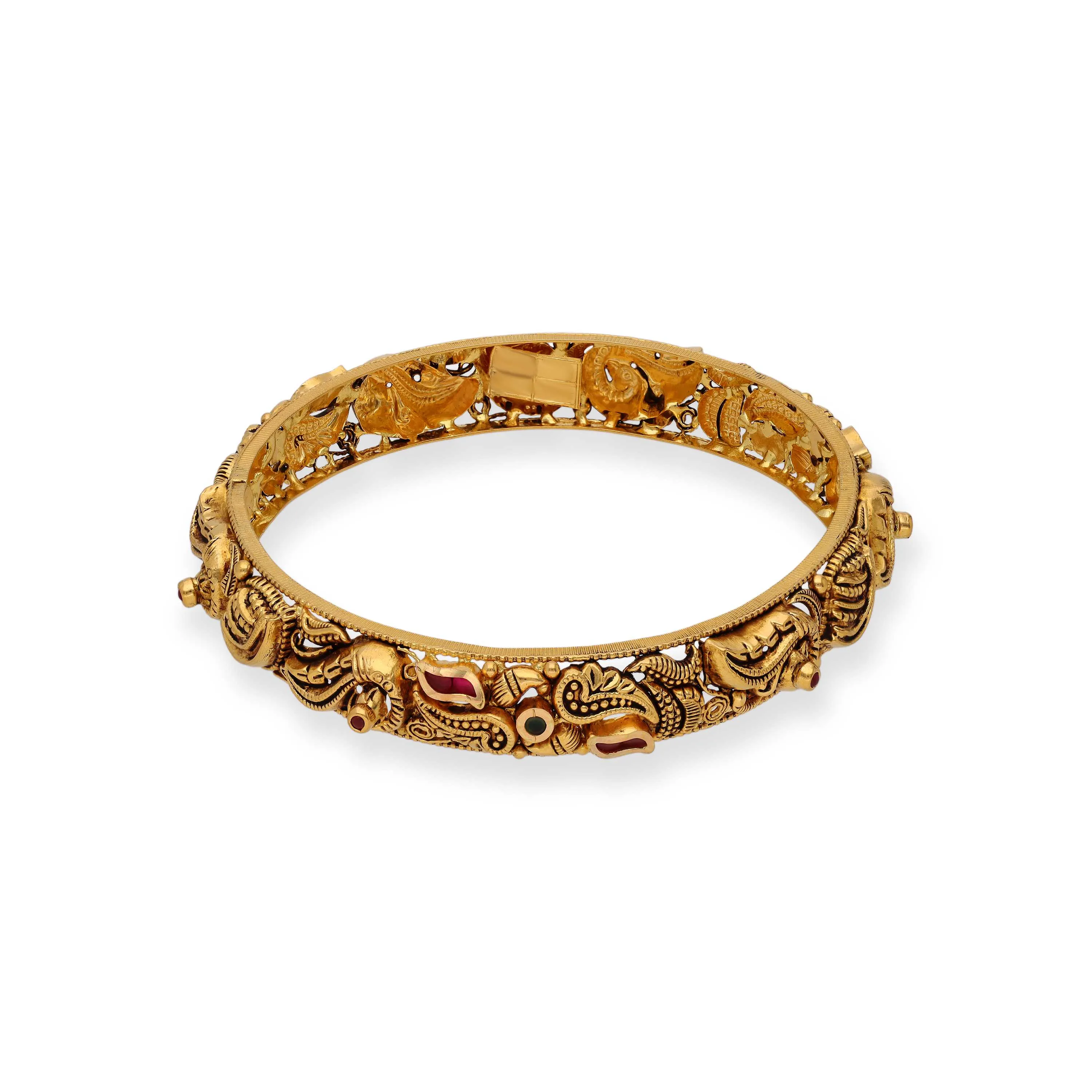 Antique Finished And Studded 22KT Gold Bangles