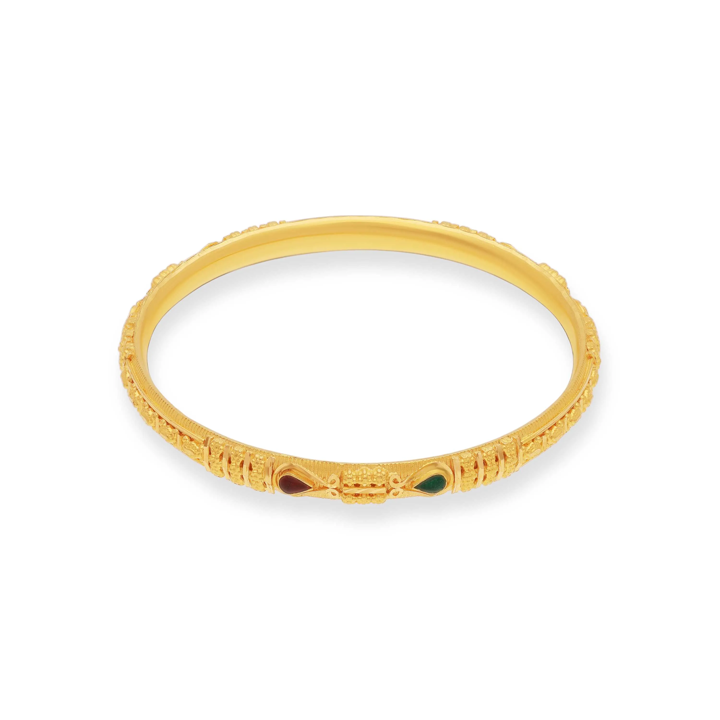 Charming Enamel Worked And Detailed 22KT Gold Bangles