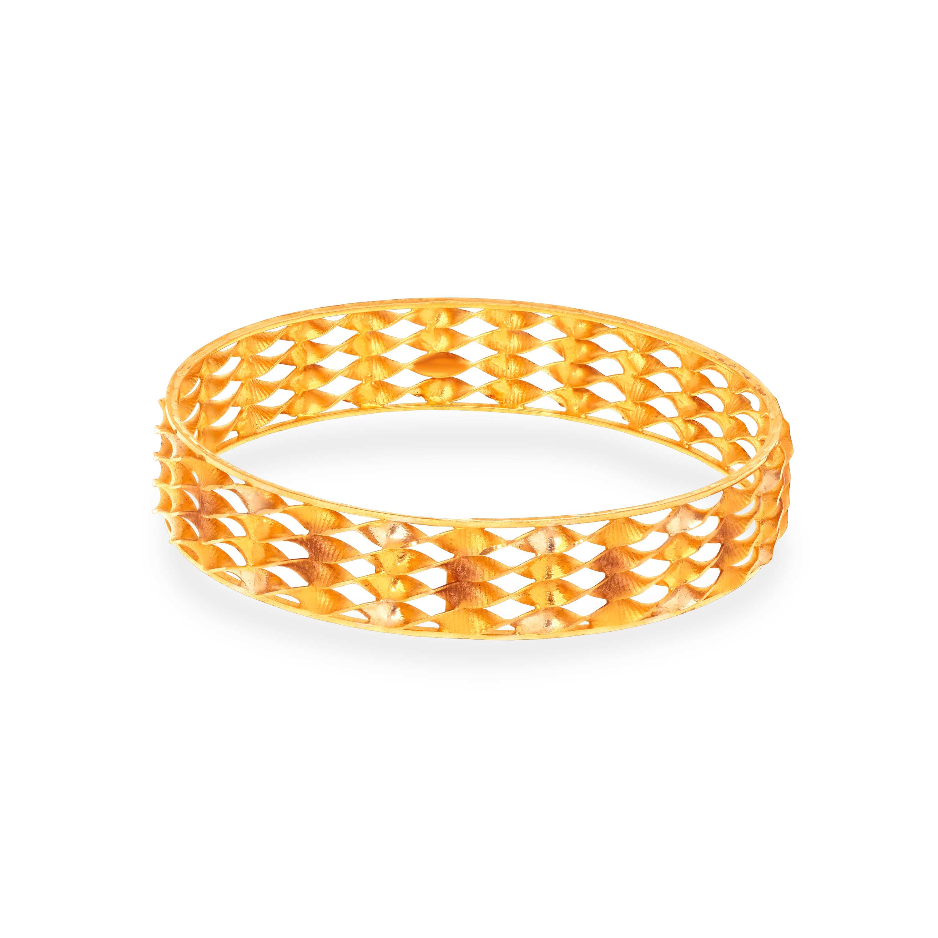 Classic Matte Finished And Detailed 22KT Gold Bangles