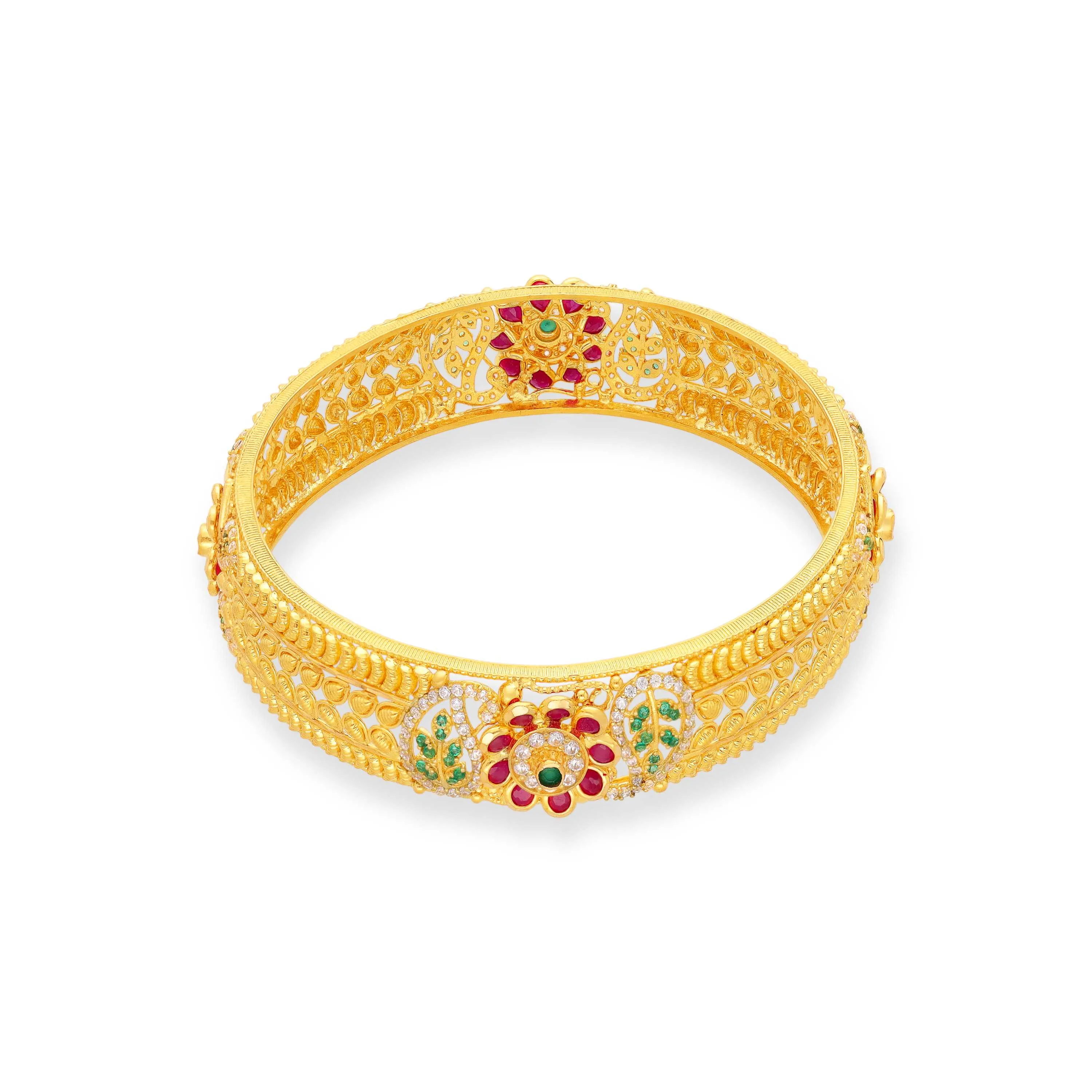 Studded And Detailed 22KT Gold Bangles For Women