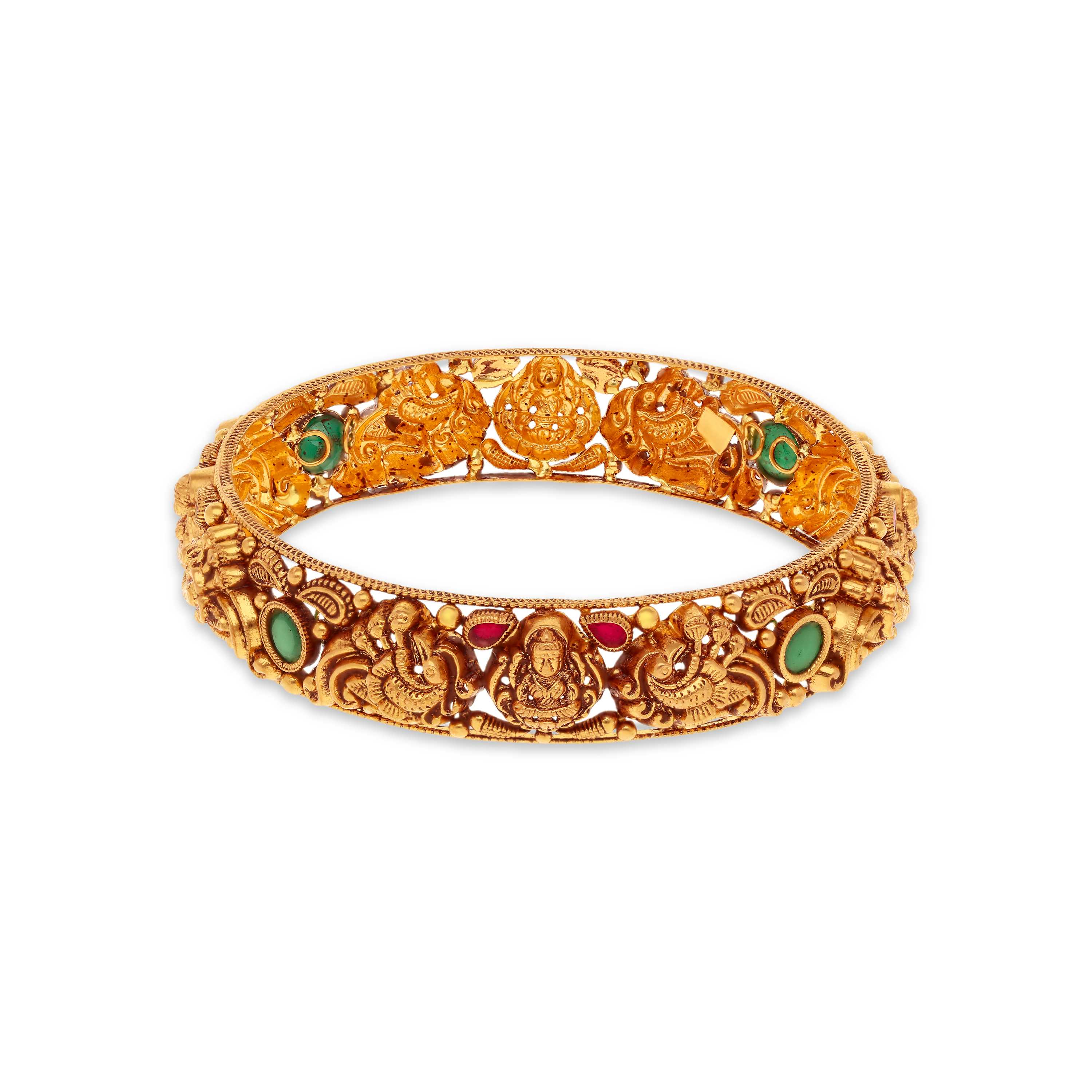 Specially Crafted And Antique Finished 22KT Gold Bangles For Women
