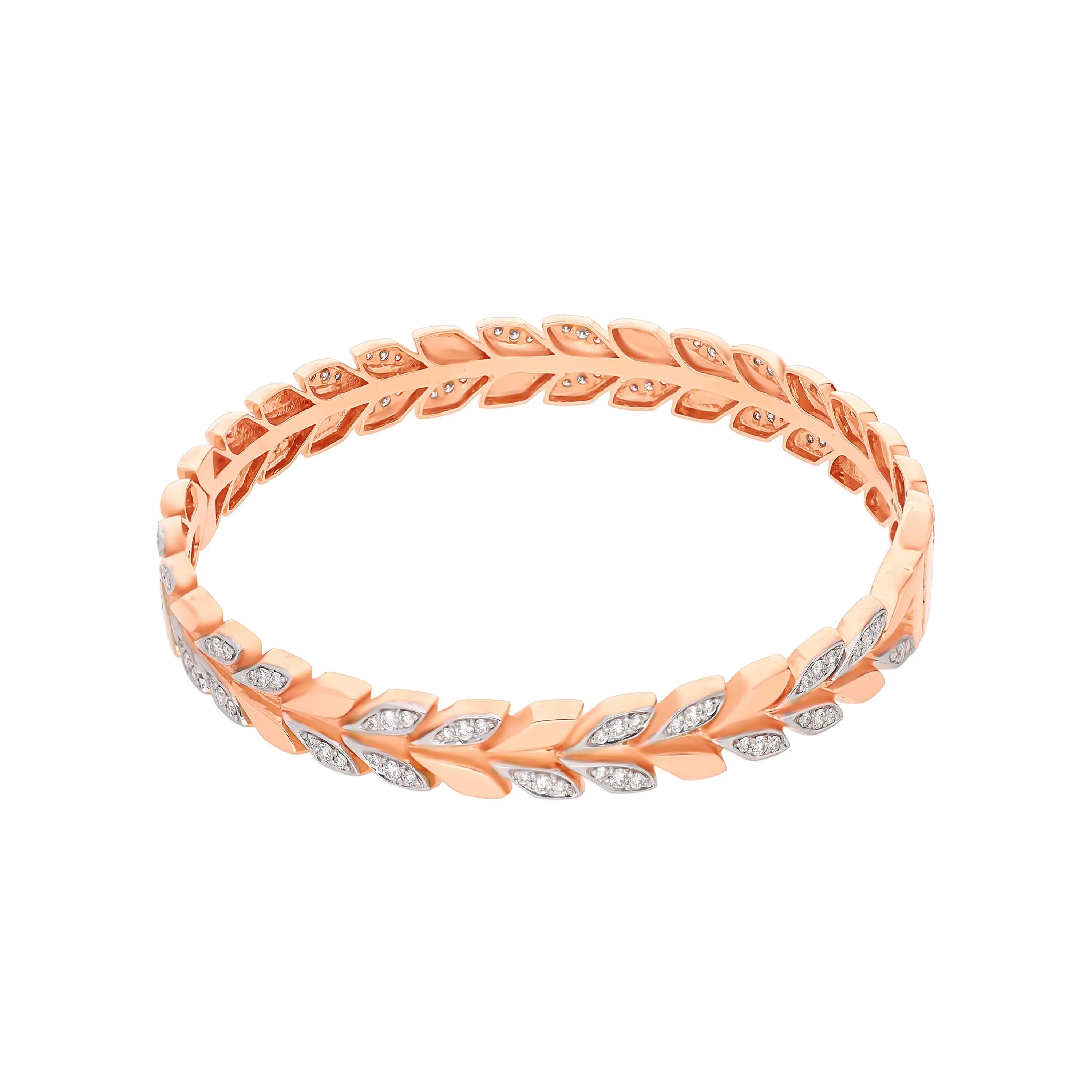 Glamorously Detailed And Diamond Studded 18KT Rose Gold Bangles