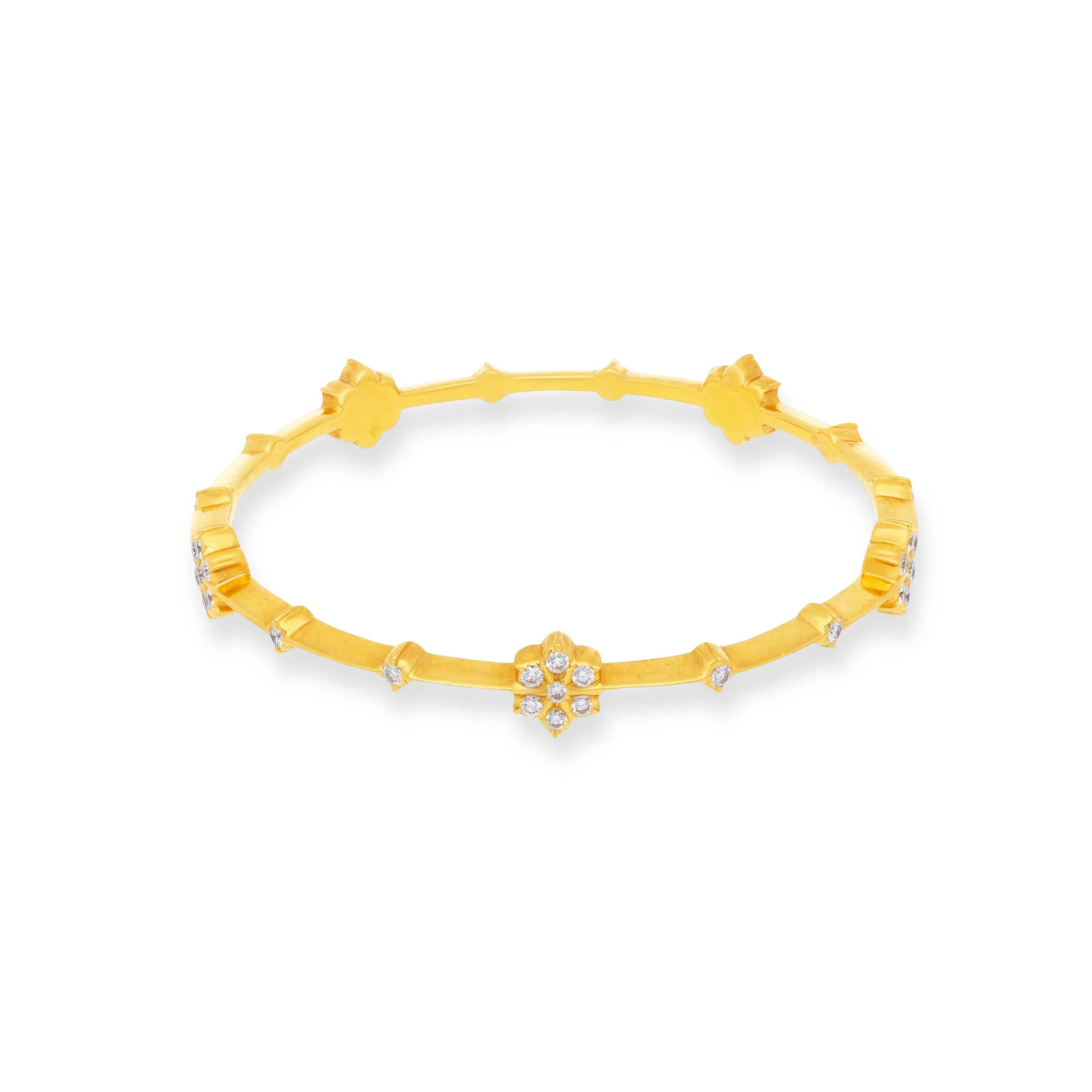 One Of Its Kind Close Setting Diamond Studded 18KT Yellow Gold Bangle