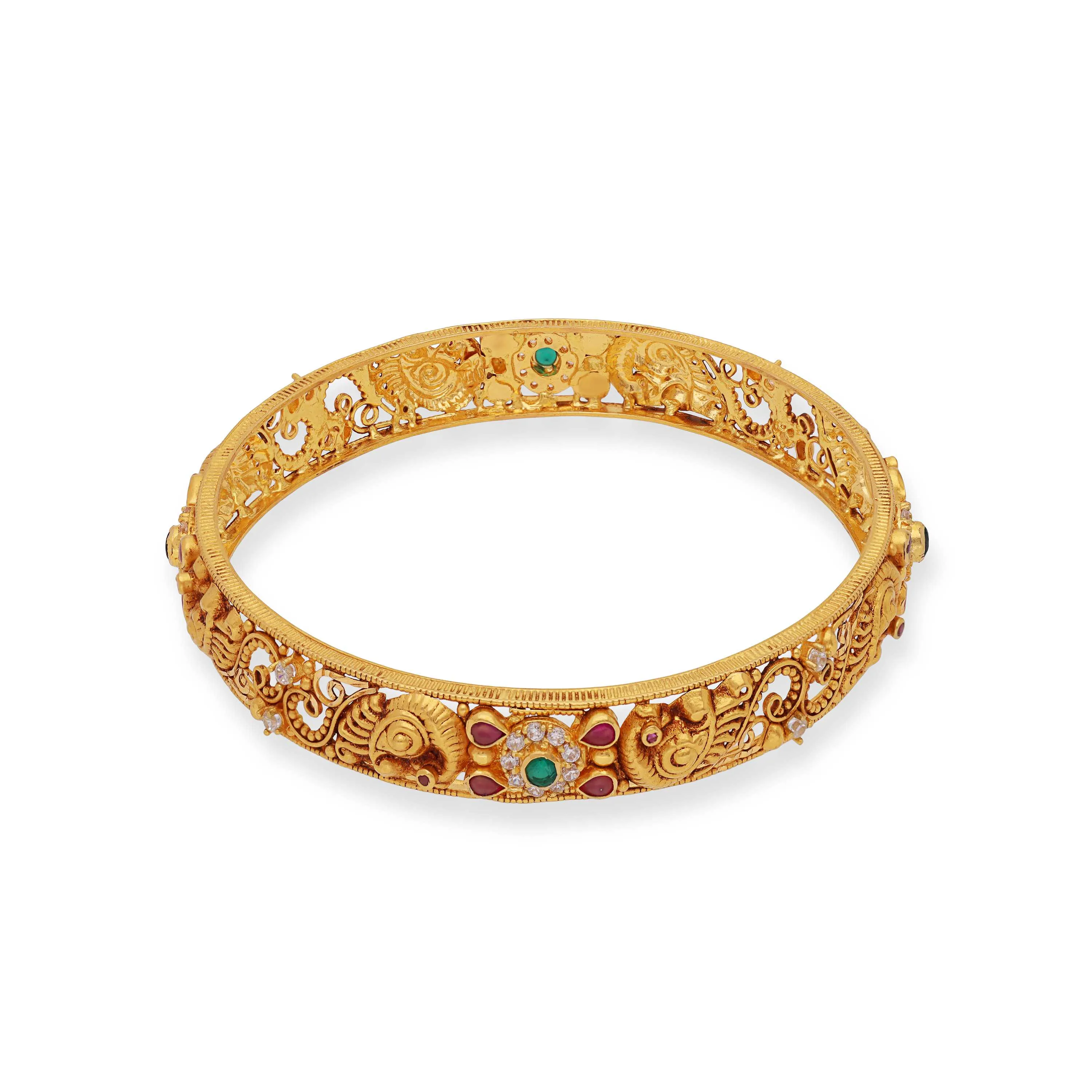 Specially Crafted And Antique Finished 22KT Gold Bangles For Women