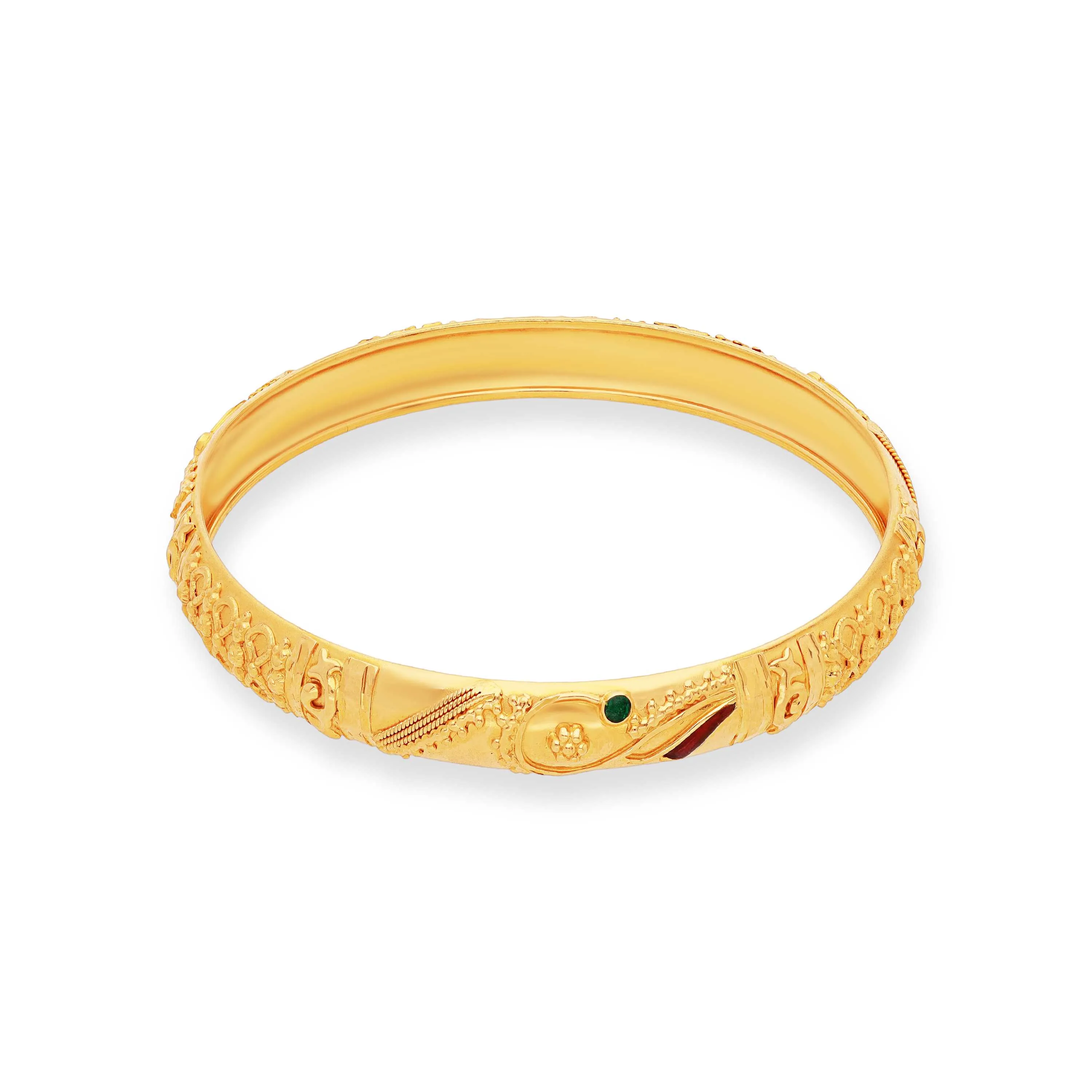 Classic Enamel Worked And Detailed 22KT Gold Bangles